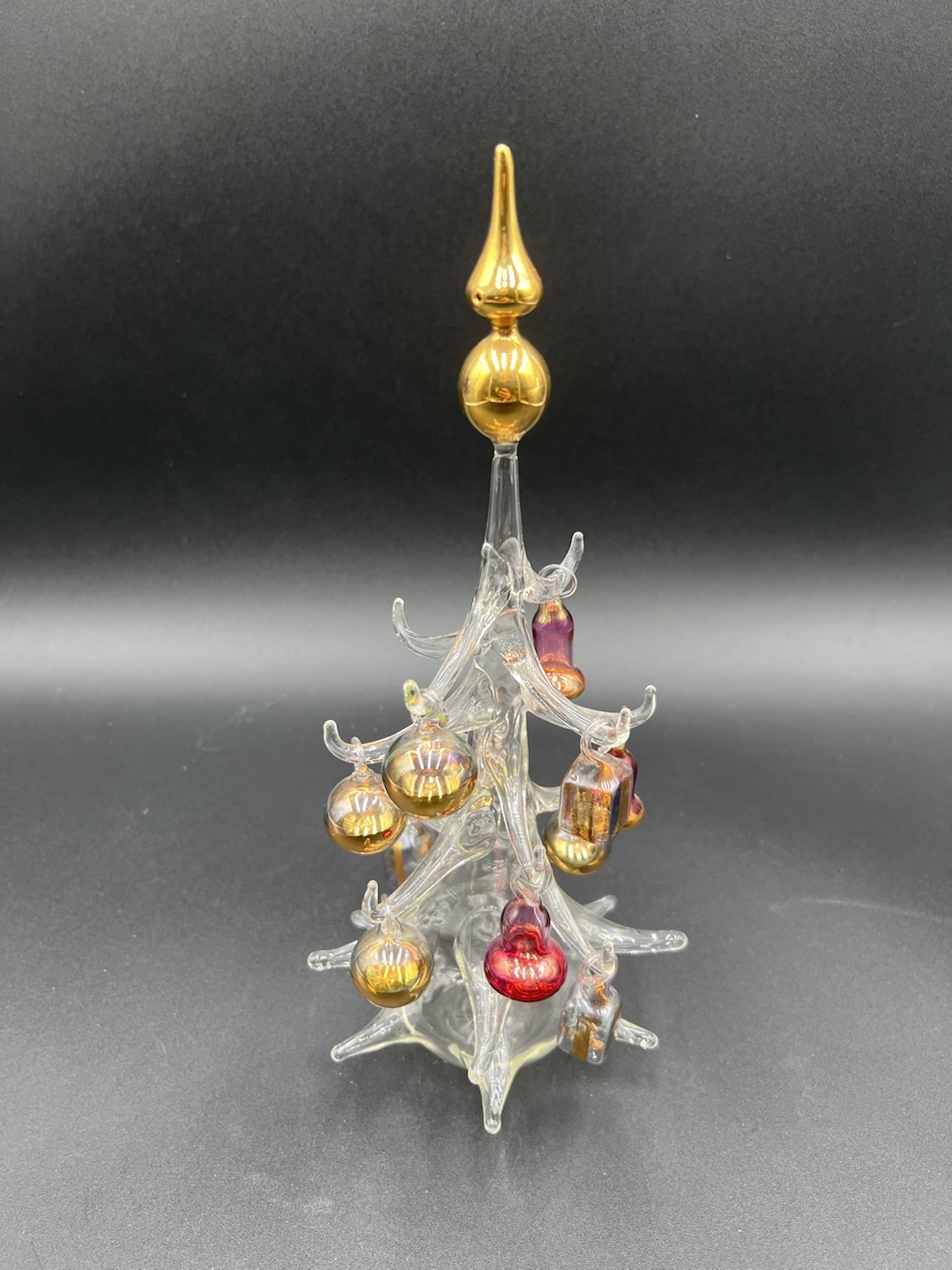 Italian Hand Blown Glass Tree & Ornaments 11”