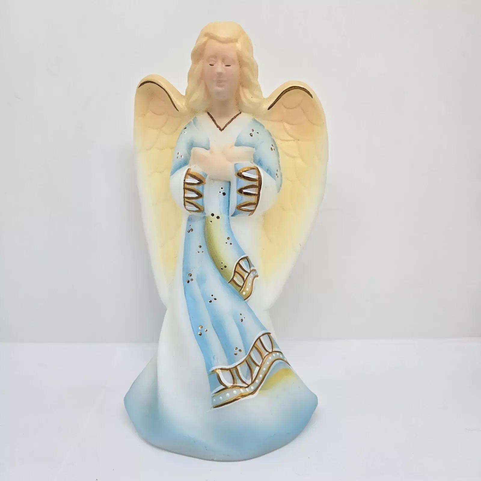 Fenton Hand Painted Milk Glass Angel, #418, 8"