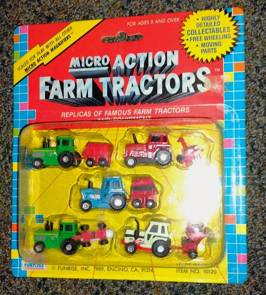 NEW Funrise 1989 MICRO ACTION FARM TRACTORS TOYS NEW SEALED 10 Pac