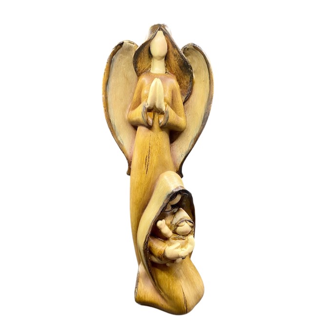 Guardian Angel watching over Mother and Child; Tall Figurine; Mary and ...