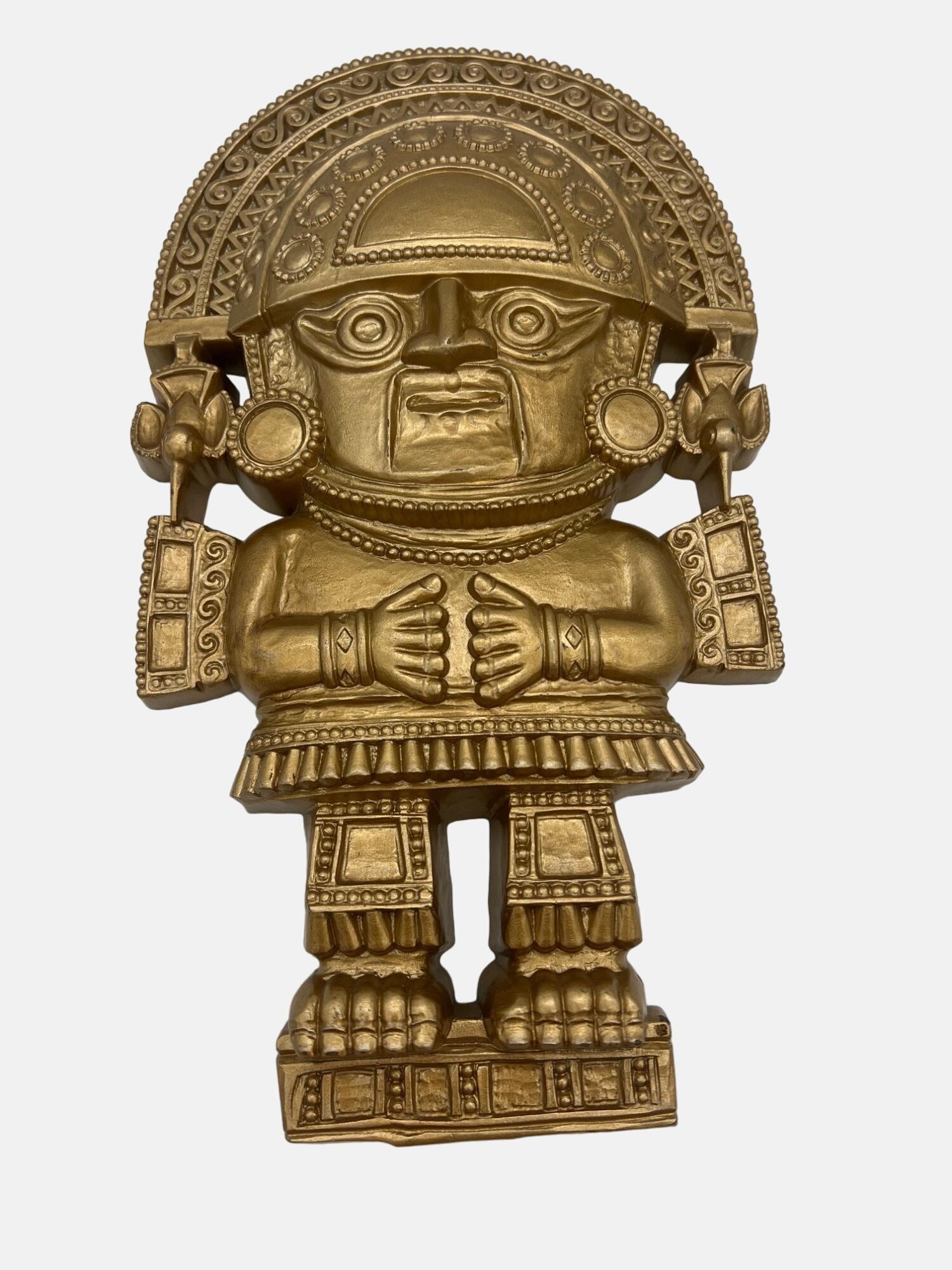 Vintage 1970 Syroco Wall Hanging Mayan Aztec Peruvian Tumi Gold Plastic ...