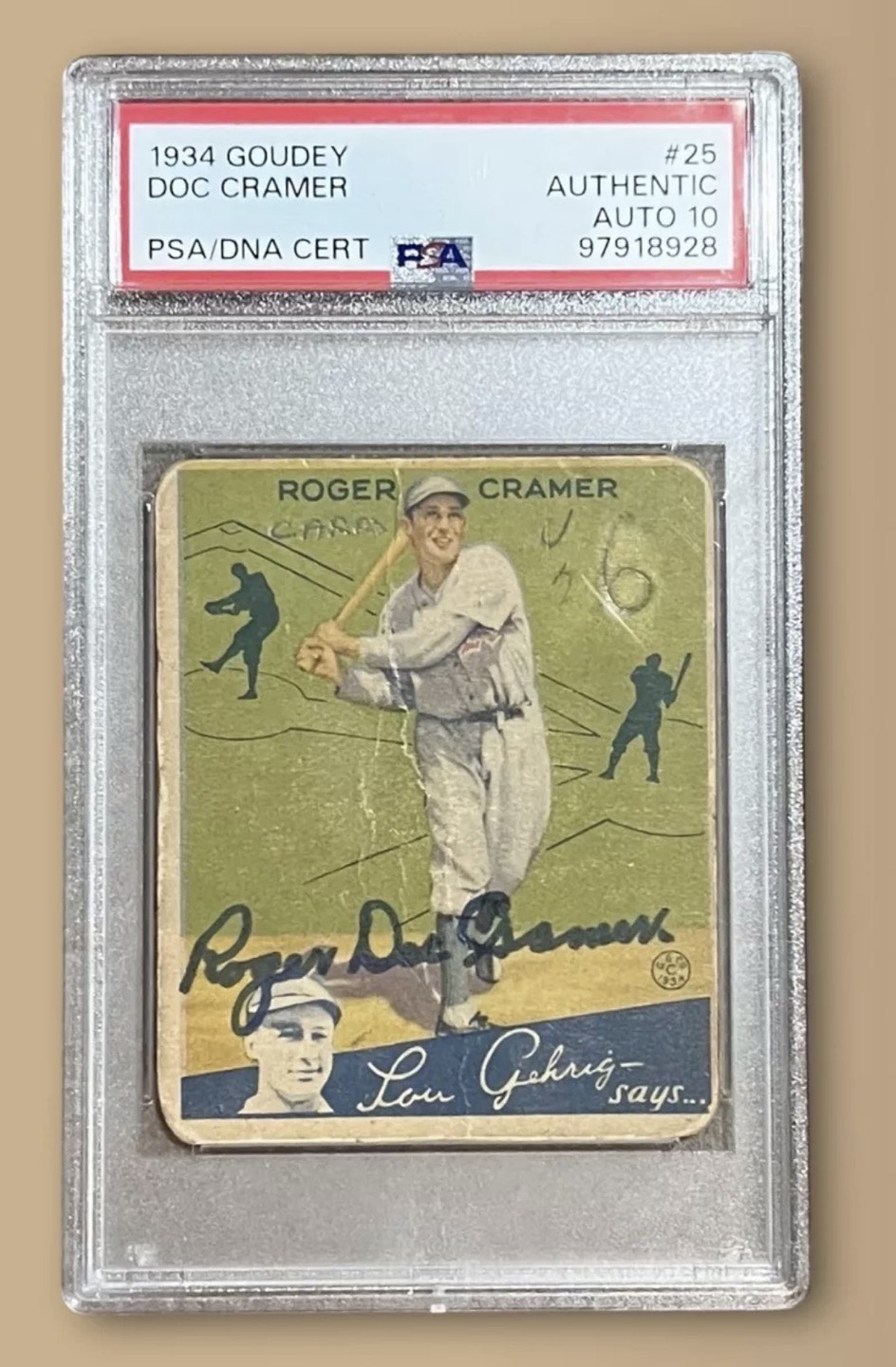 Vintage 1934 Goudey Roger Cramer Mint 10 PSA DNA Signed Autograph ...