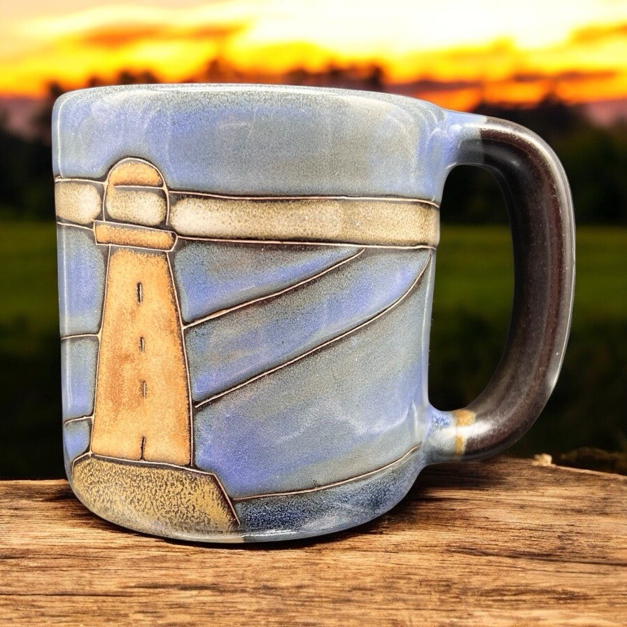Mara Mexico Studio Folk Art Pottery Mug Stoneware Signed Lighthouse ...