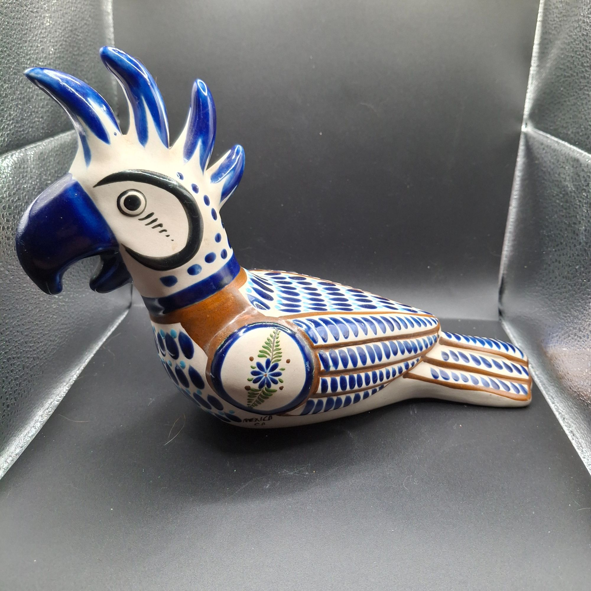 Handcrafted Mexican Talavera Ceramic Blue Parrot Macaw Figurine Hand ...