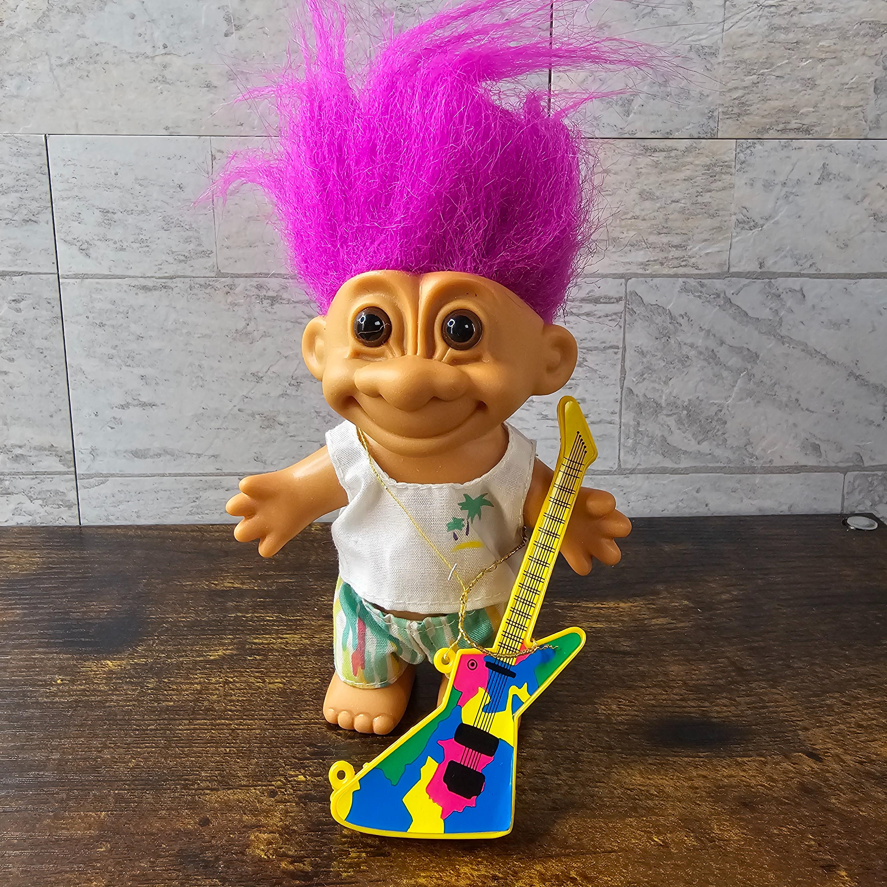 Vintage Russ Troll Rocker 1990s Purple Hair Guitar Rock