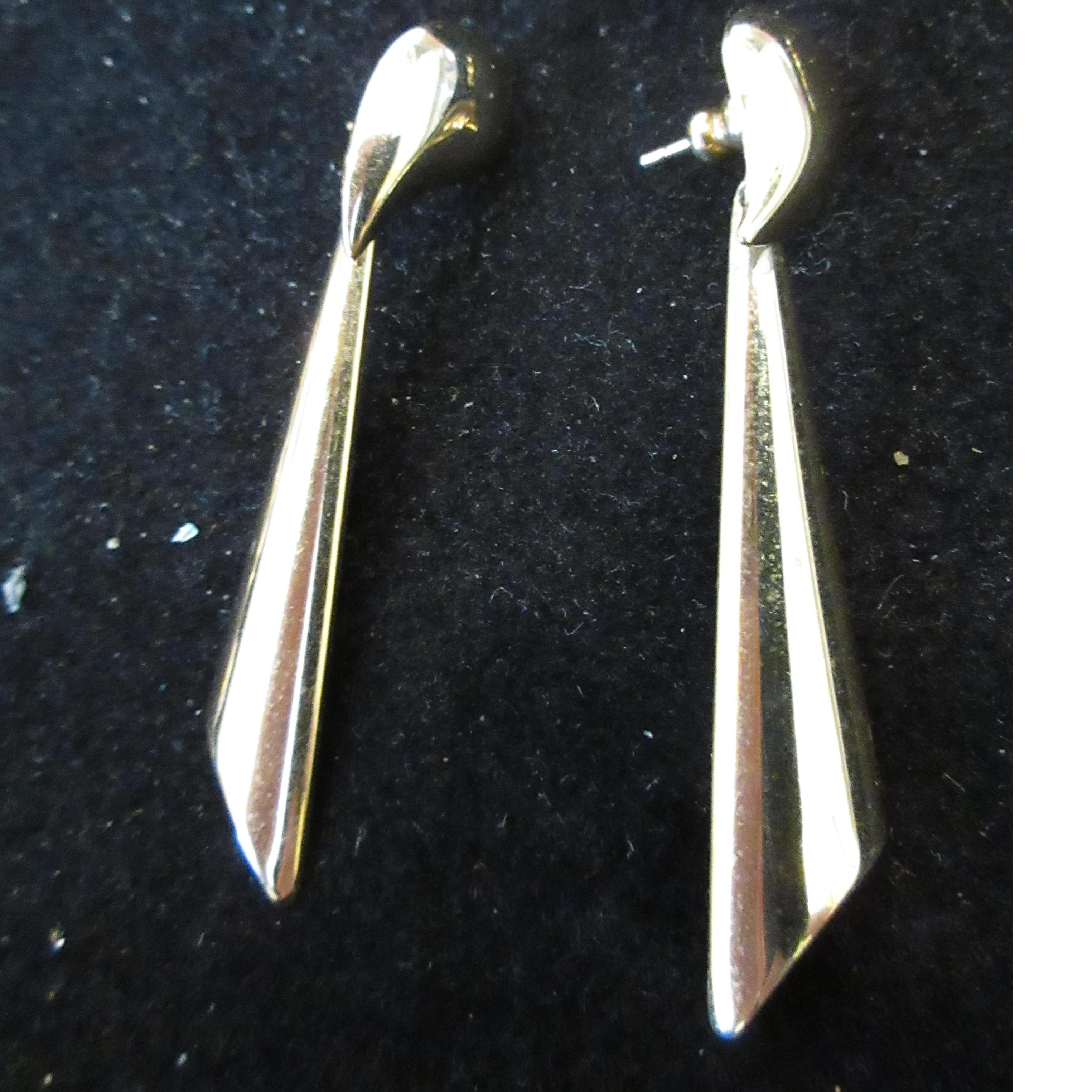 Vintage 1990s Gold Tone Metal Abstract Design Dangle Earrings with Post ...