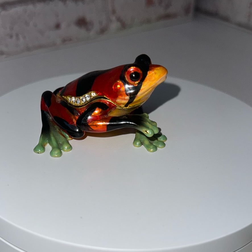 Bejeweled Frog Trinket Box 1.5” Tall And 2.5” Long