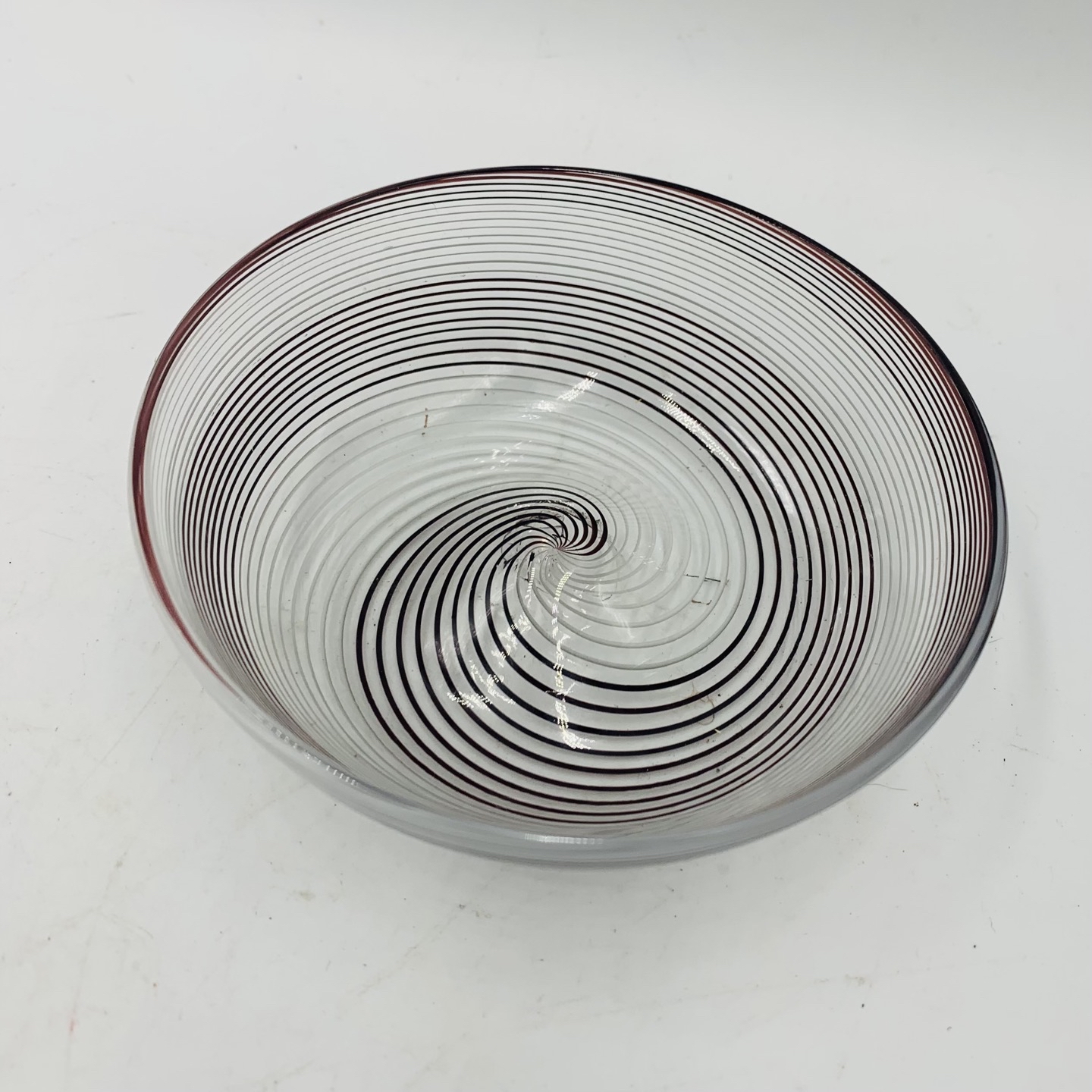 Beautiful Blown Finger Dipping Glass 3 5/8” Spiral Thin Glass Bowl ...