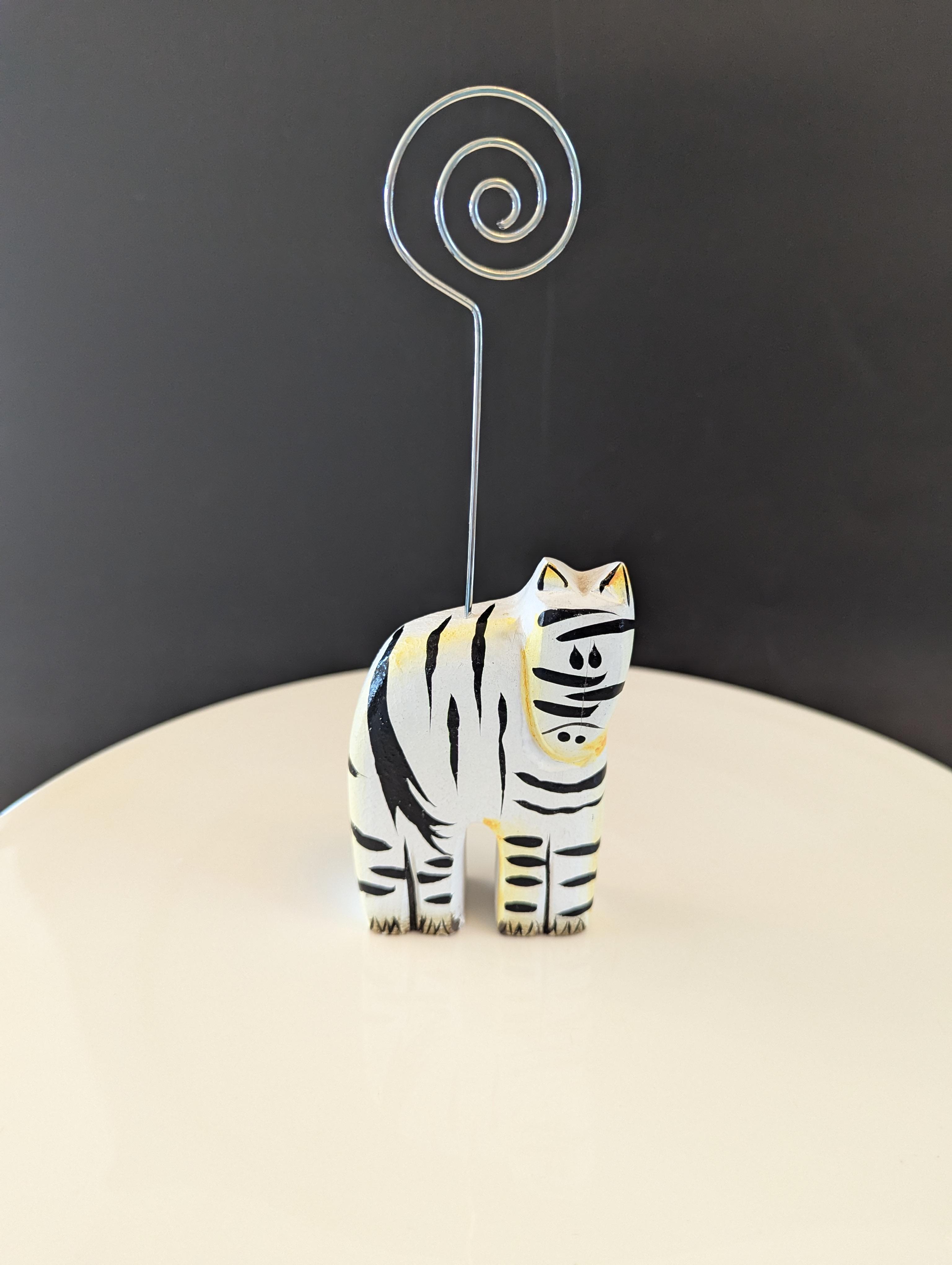 Hand-Painted Zebra Memo Holder, Ceramic Animal Figurine