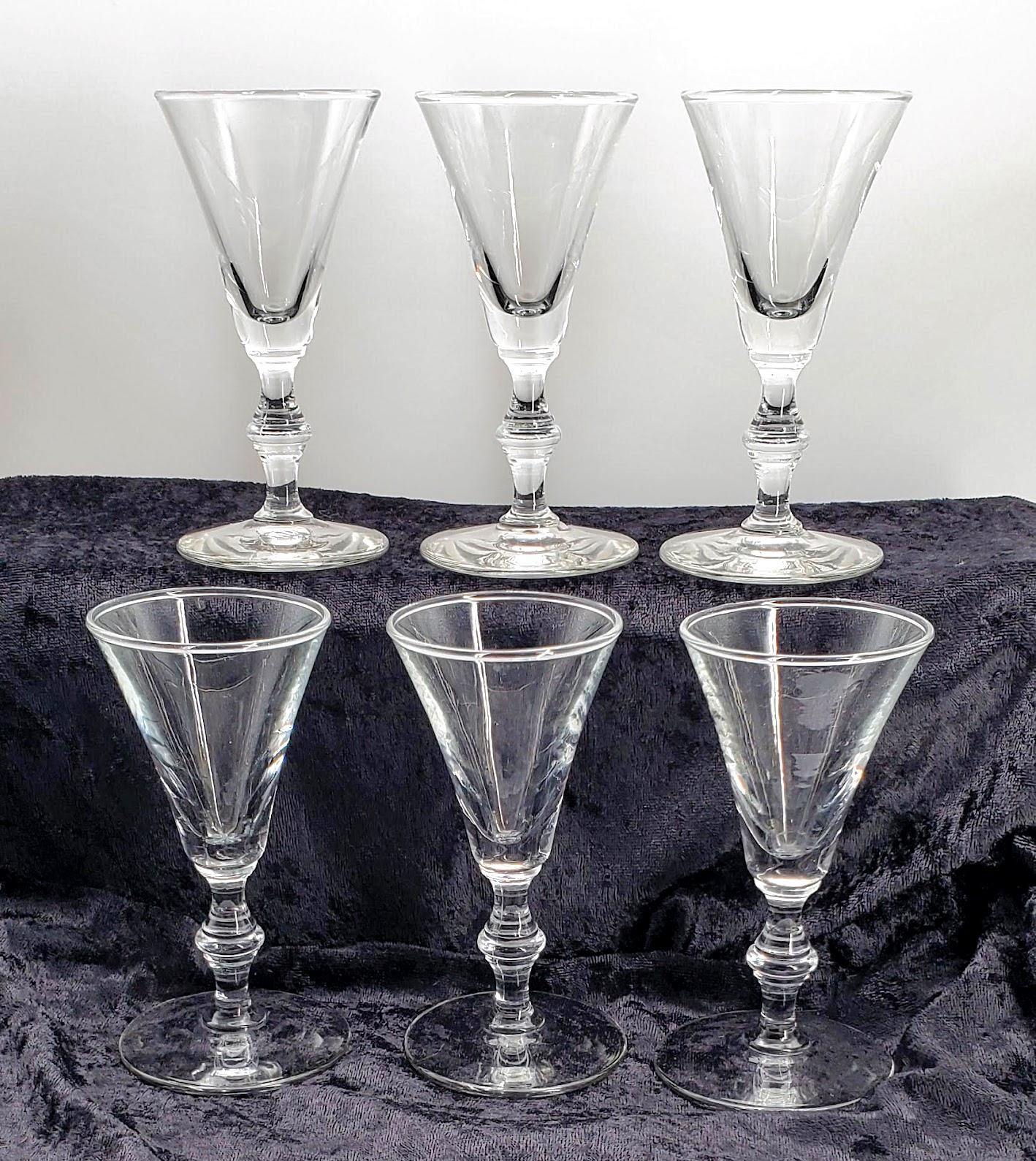 Vintage 1950's Sherry Glasses Set of 6 Georgian Pattern by LIBBEY 4.75"