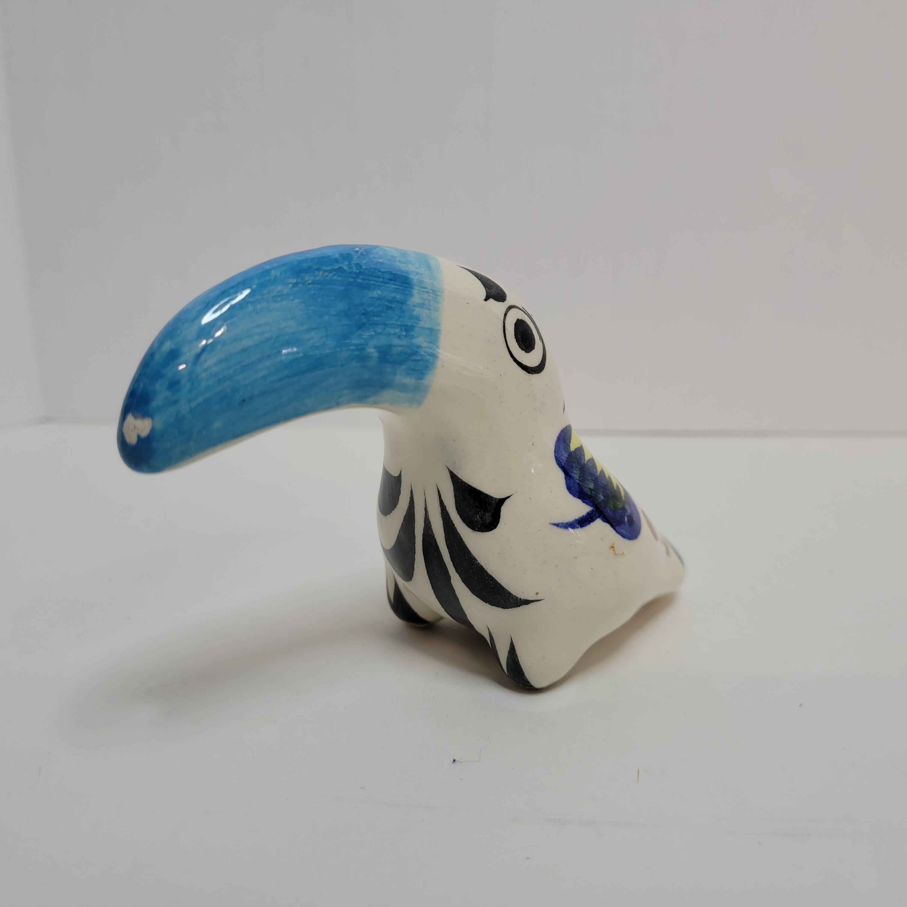 Hand-Painted Mexican Tonala Pottery Toucan Figurine