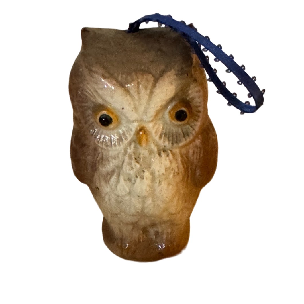 Pottery owl, closet sachet potpourri holder