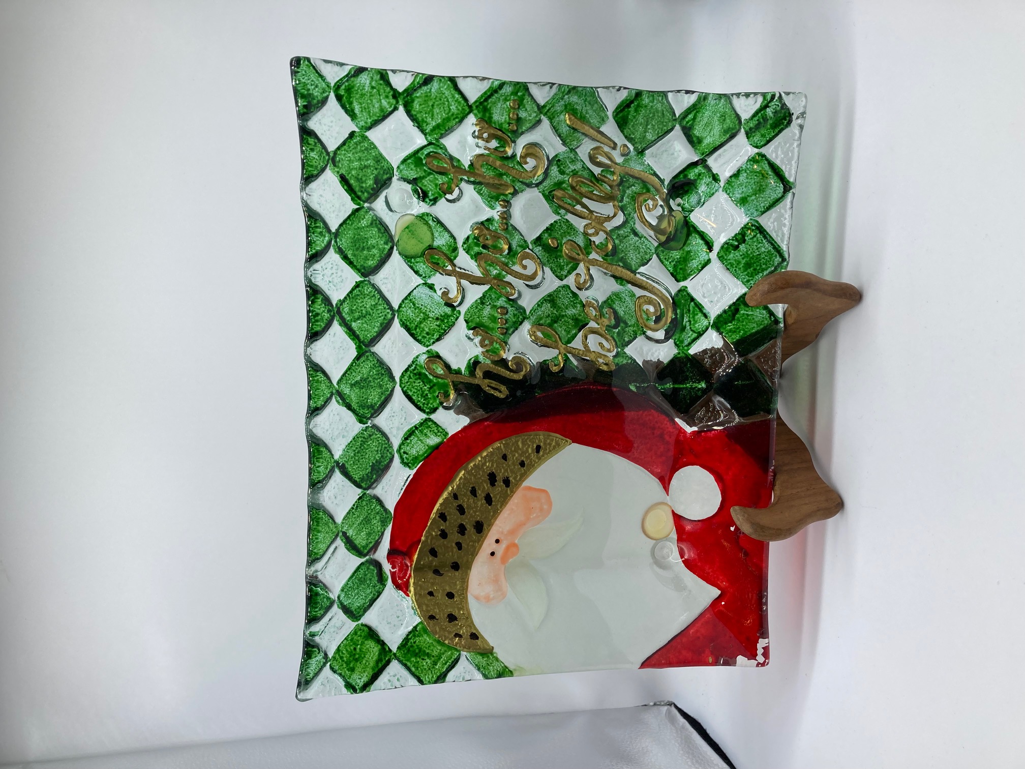 Ho Ho Ho...be Jolly, Glass Santa Claus Christmas Plate
