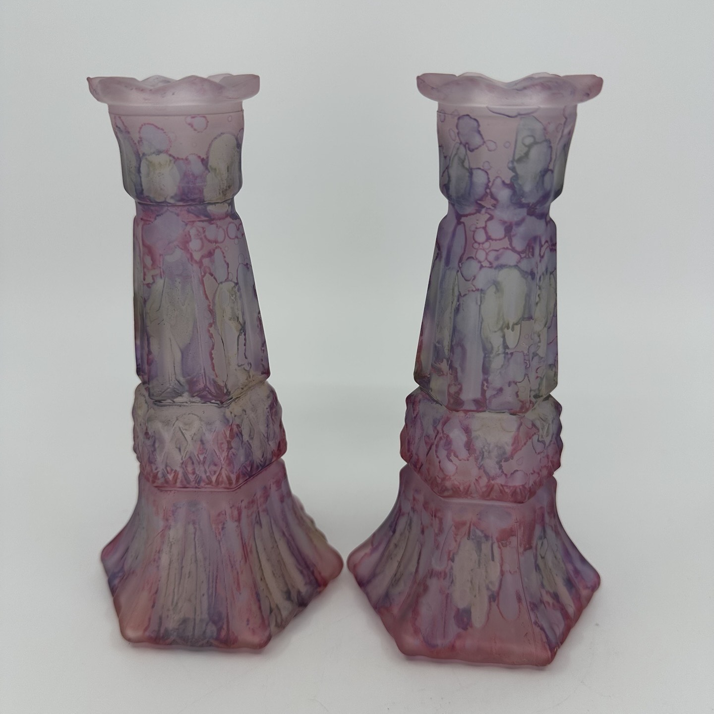 Vintage Pair of Olamtov Jerusalem Glass Hand Painted by Ilanit Candle ...