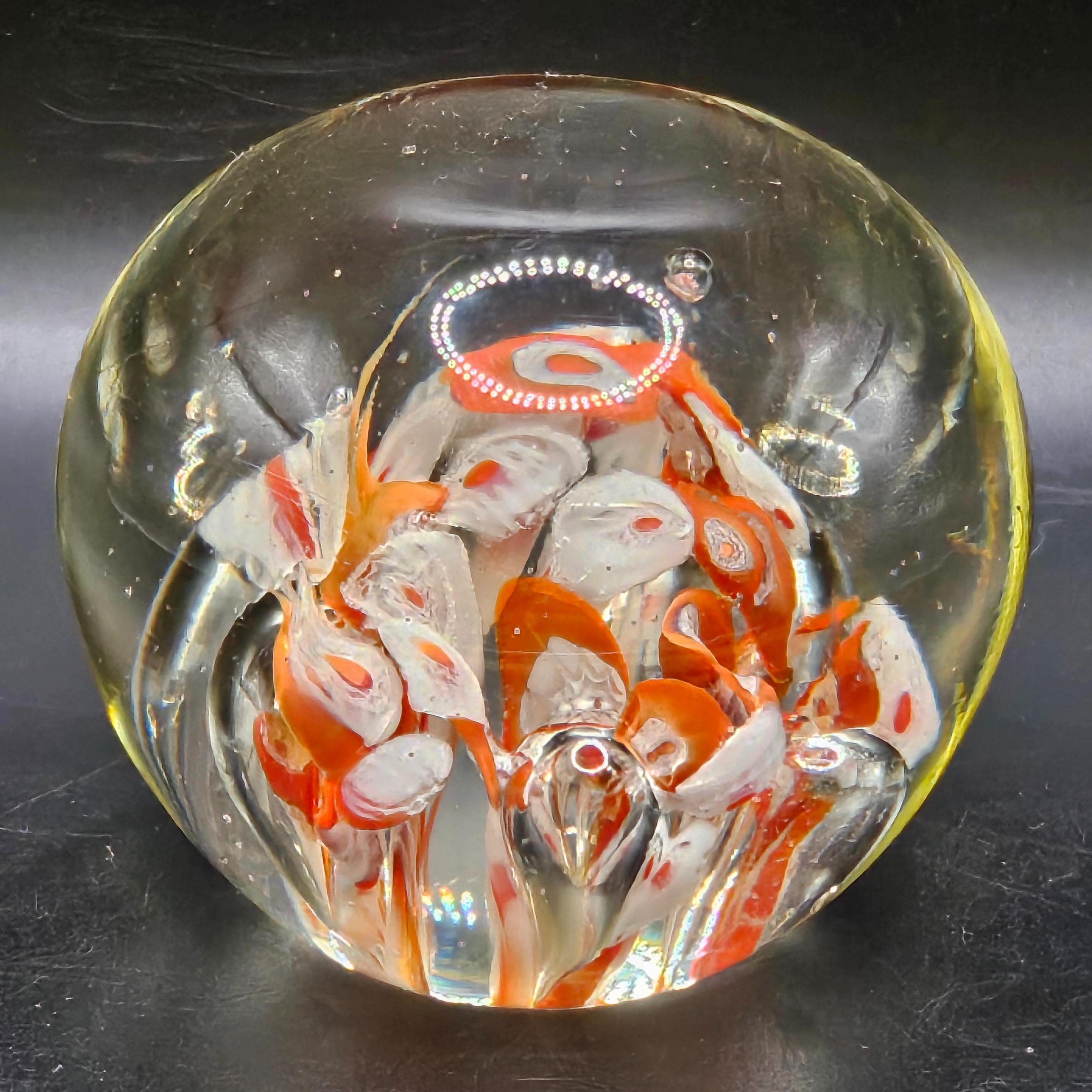 Common Orange & White Paperweight • Art Glass • Blown Glass • Neat ...