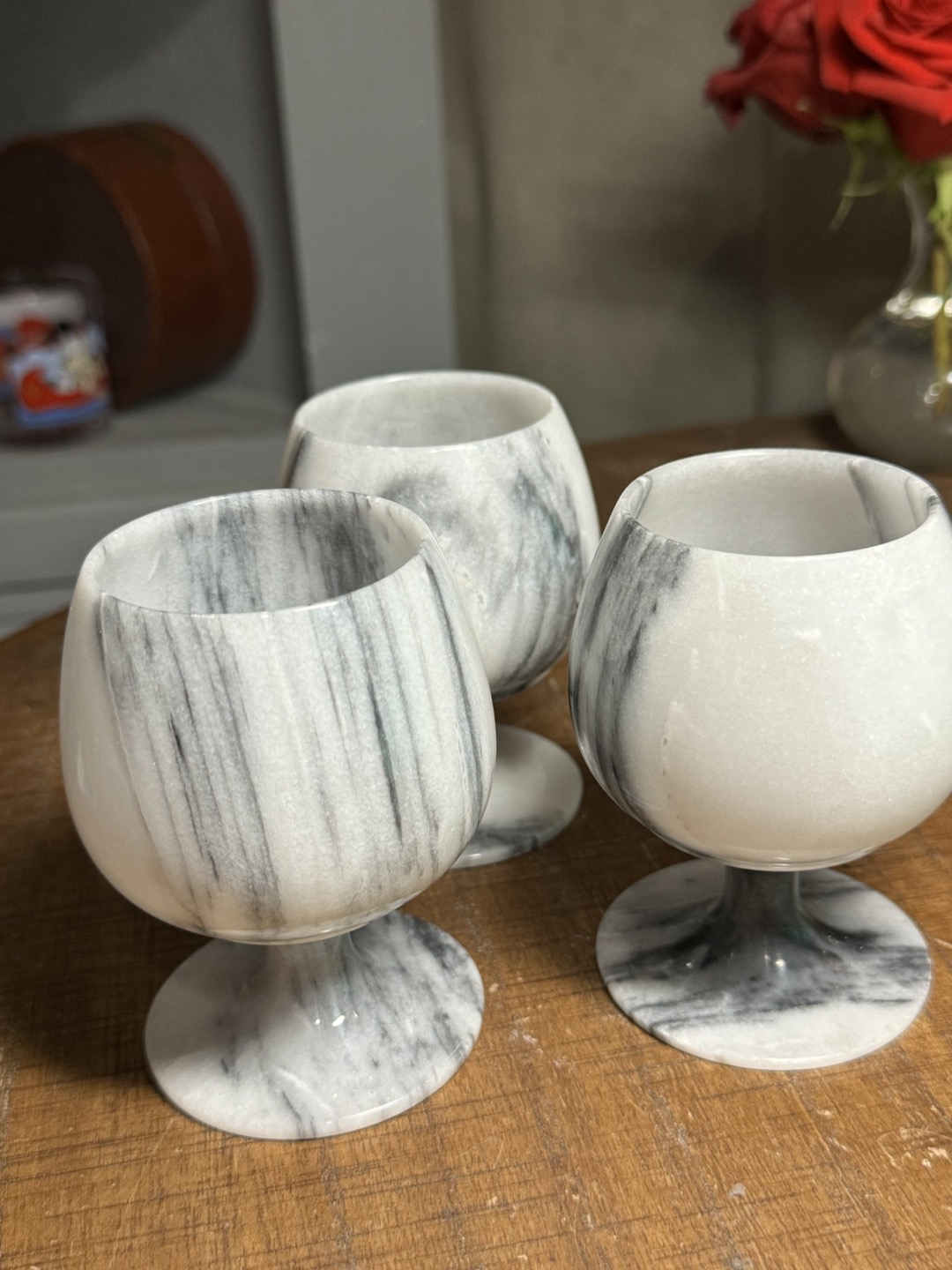 Vintage Marble Goblets Set Of 3 4” Each