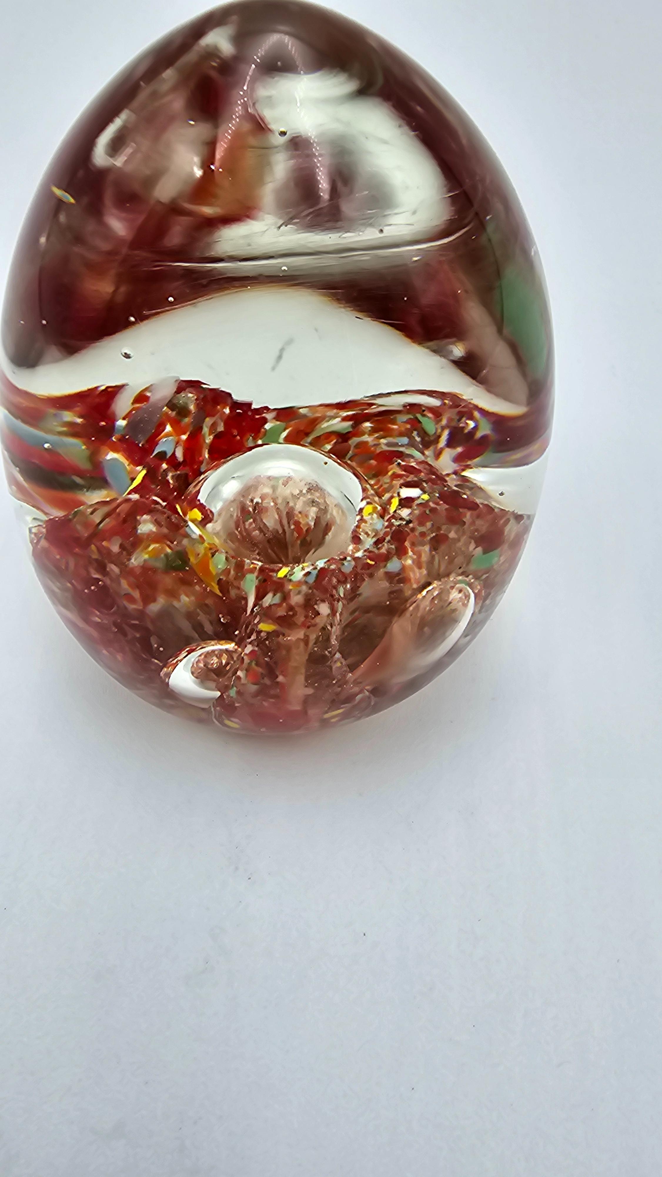 14. Art Glass Paperweight Controlled Air Bubbles with White, Yellow ...