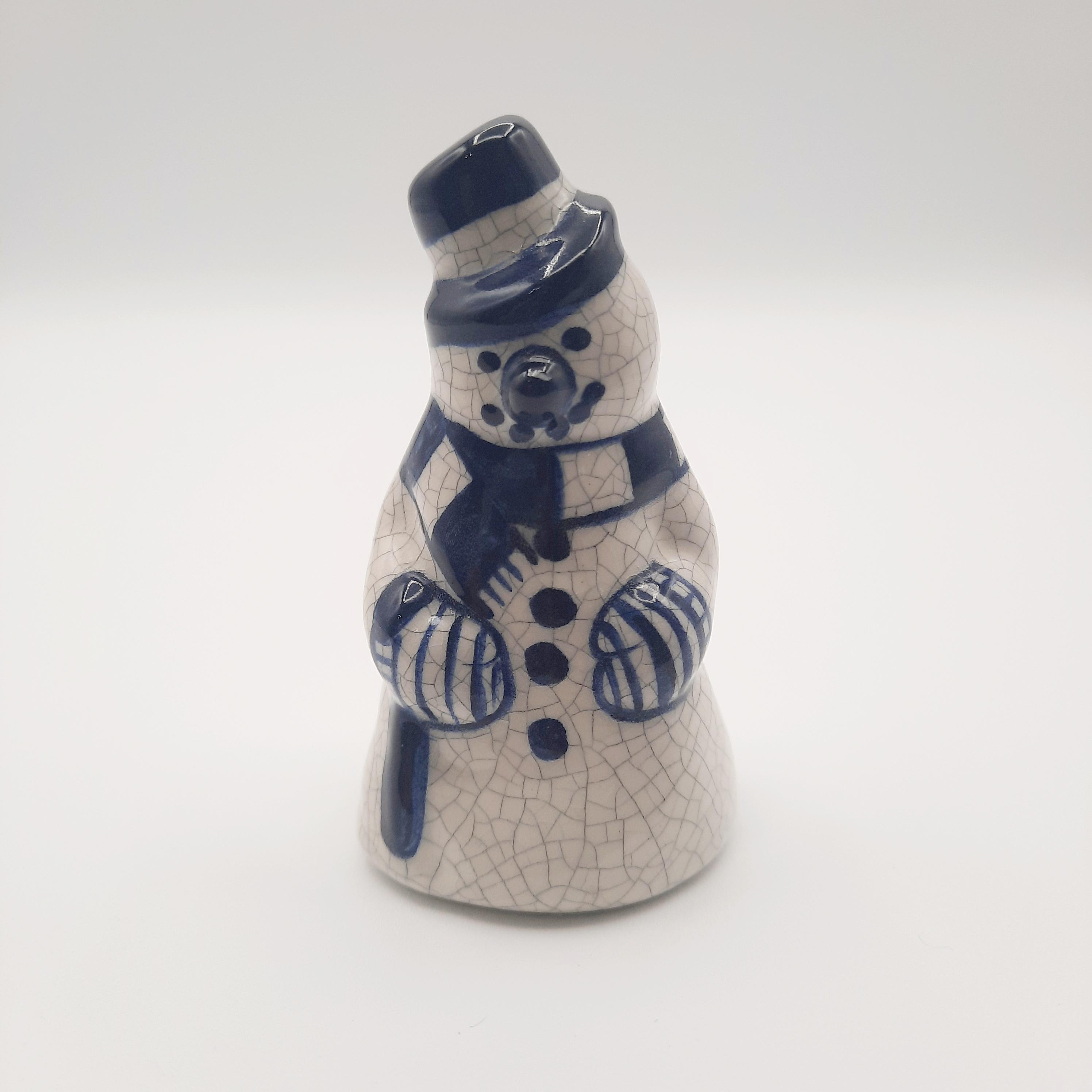 Dedham Pottery The Potting Shed Snowman Blue & White Crackle Glaze