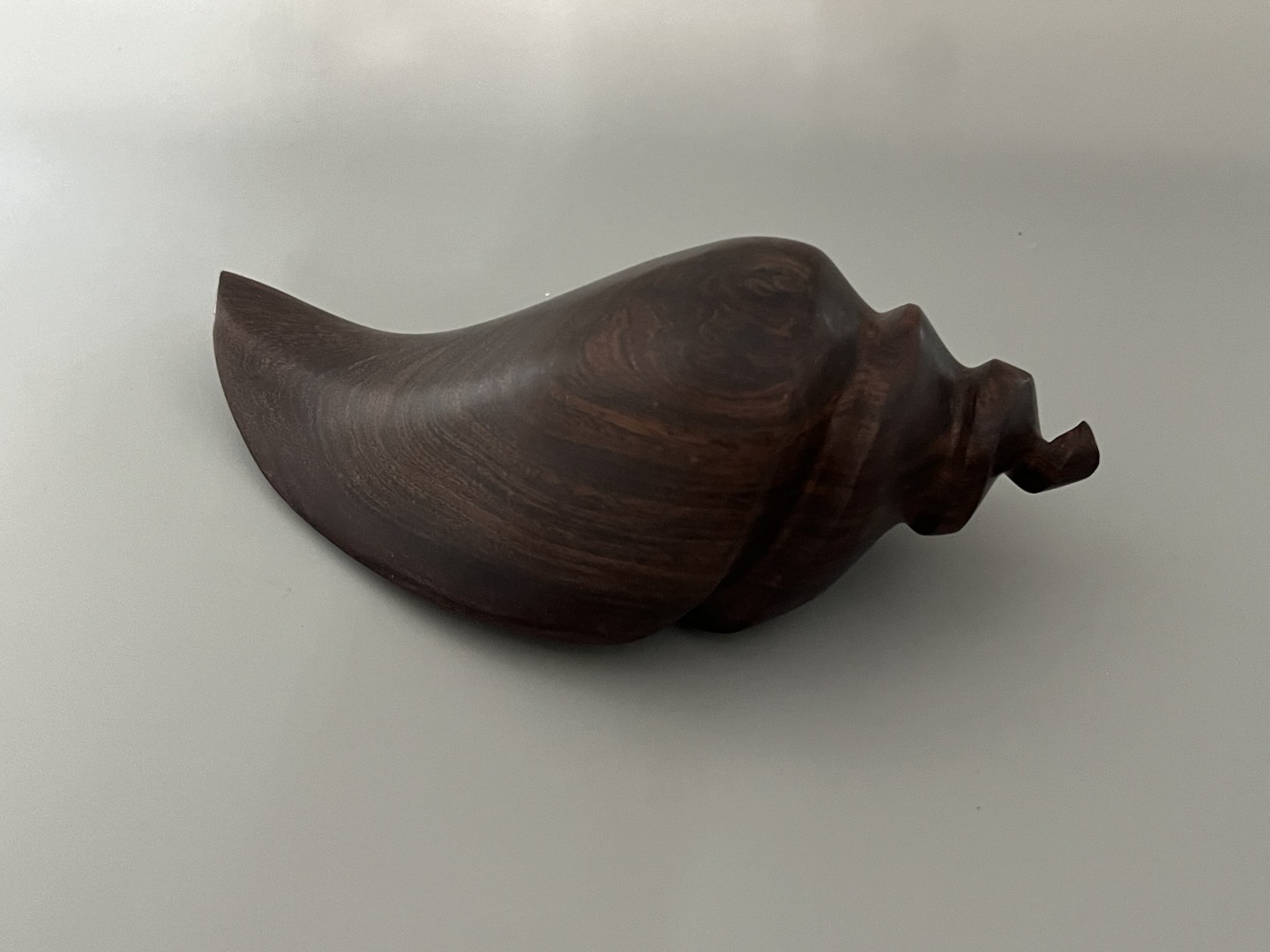 Carved Wooden Conch Sea Shell Figure Decor MCM Dark Wood Heavy Mexico ...