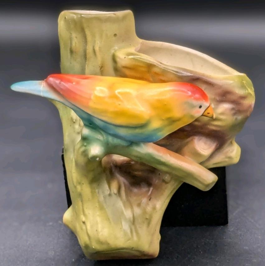 Vintage Porcelain Ceramic Handpainted Red Finch Wall Planter Made in ...