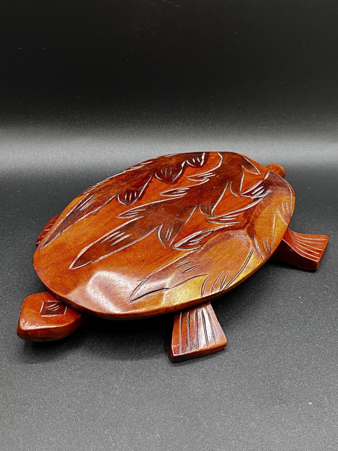 Large Wooden Hand Carved Turtle Box 10”🐢