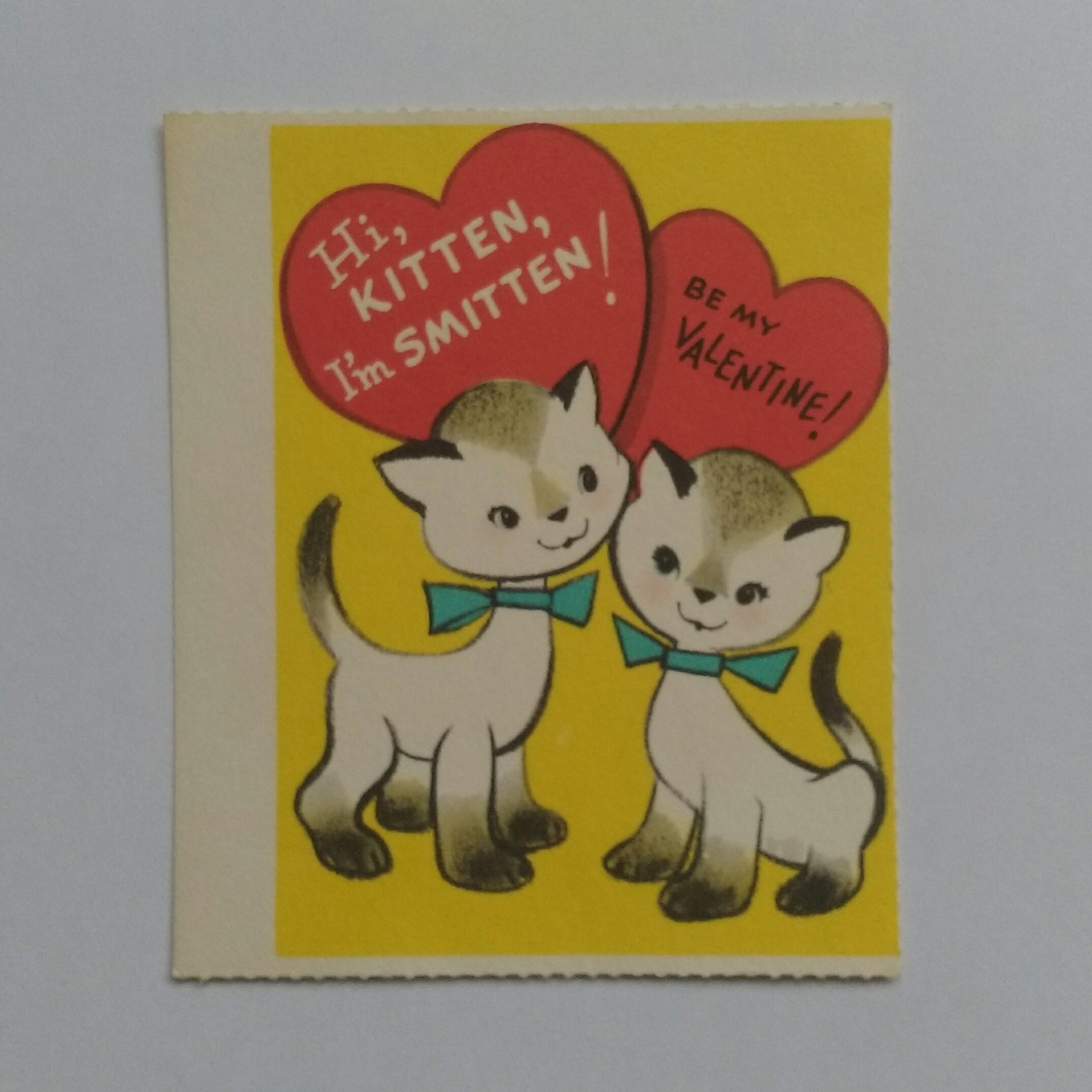 Vintage 1900s SMITTEN KITTENS VALENTINE CARD