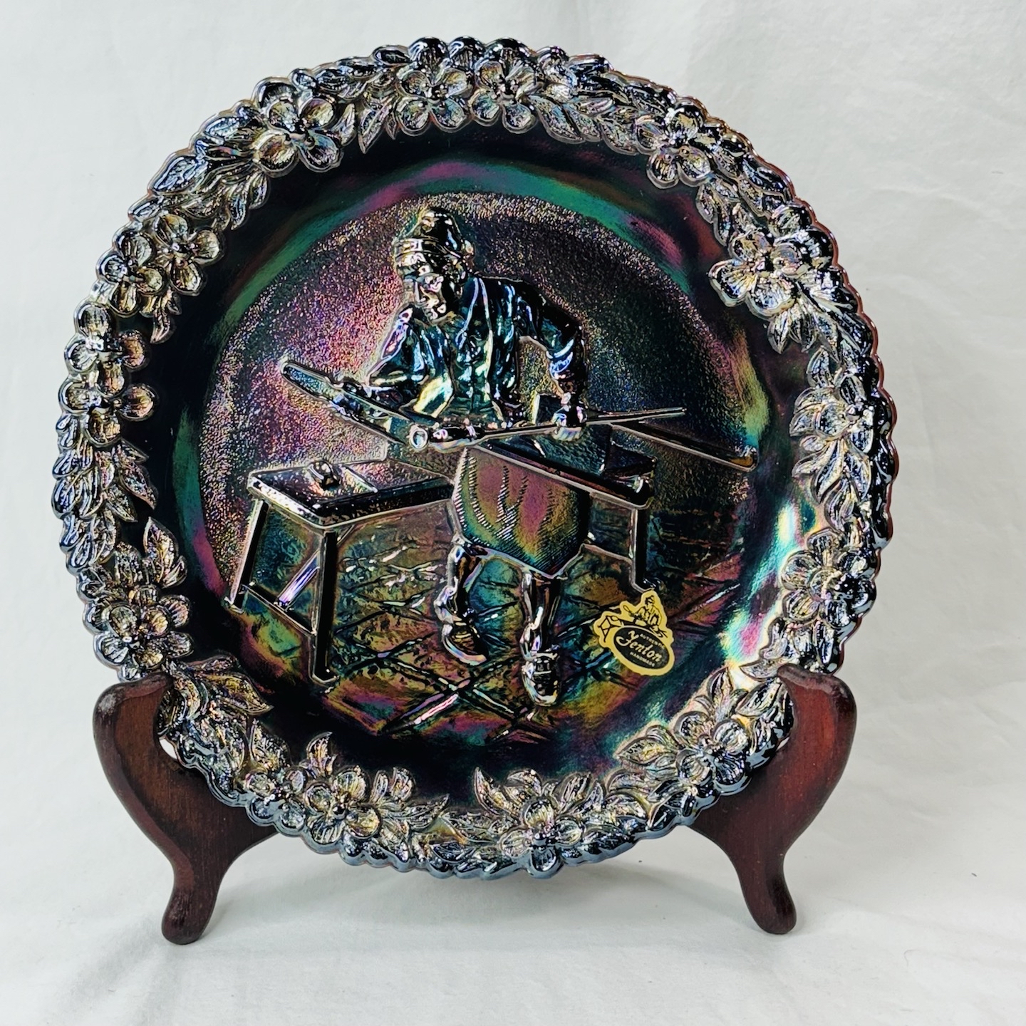 Fenton Carnival Glass 1970 Glass Blower Collector Plate Front Sticker