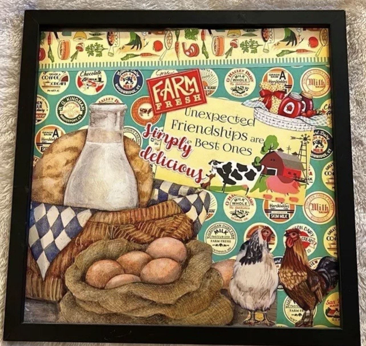 Farm Fresh Farmhouse One of a Kind Handmade Collage Kitchen Wall Art