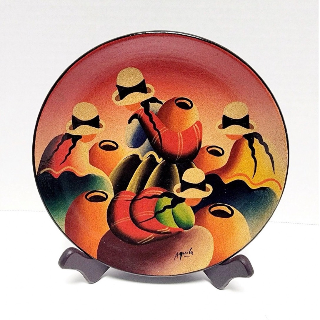 South American Folk Art Plate/Hand Painted/Vibrant Colors/Signed Art ...
