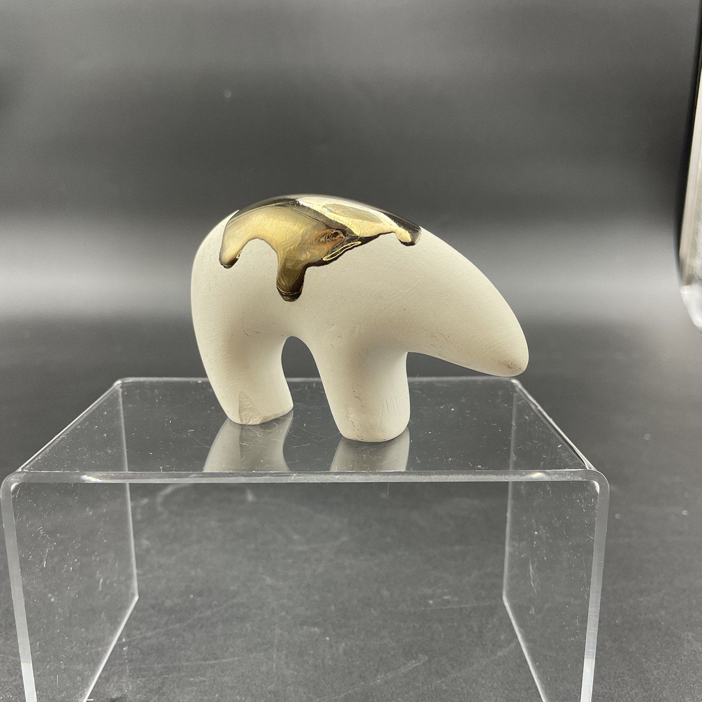 Native American Pottery Handmade Sandstone Bear with Gold Dripped Glaze ...
