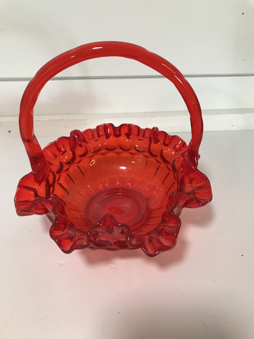 Vintage Fenton Thumbprint Ruby Basket