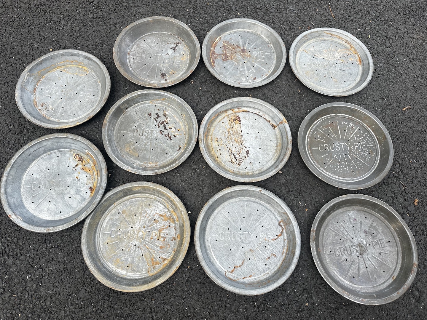 11 Crusty Pie Tin Pans Vintage