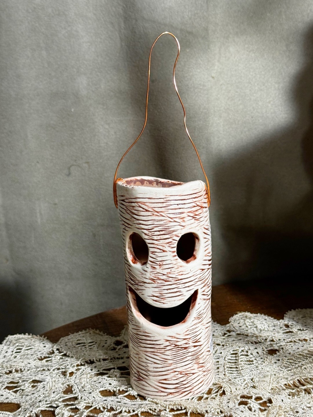 Local Pottery Mummy Lantern 5.5”