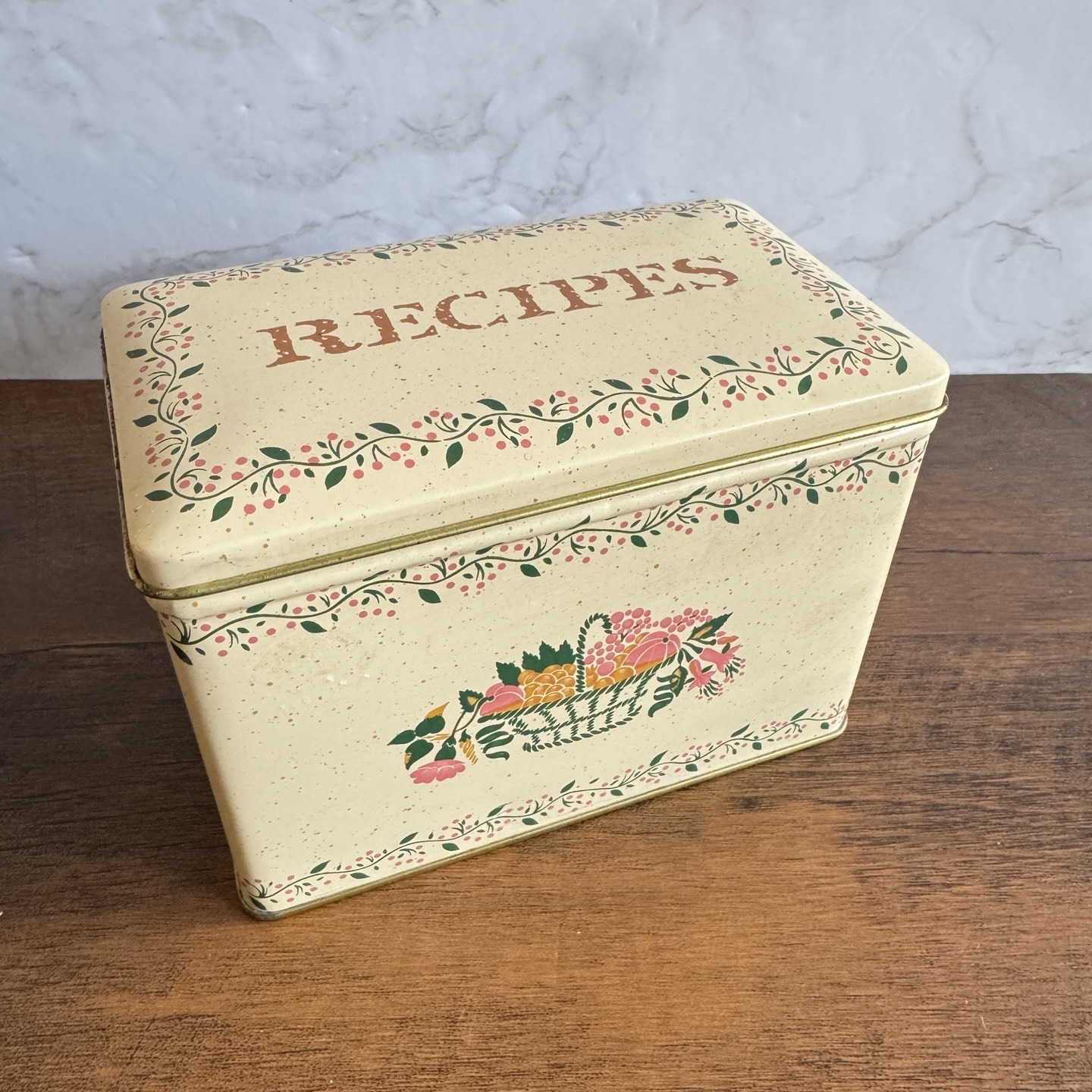 Vintage Floral The Tin Box Company Recipe Box Tin Made In England ...