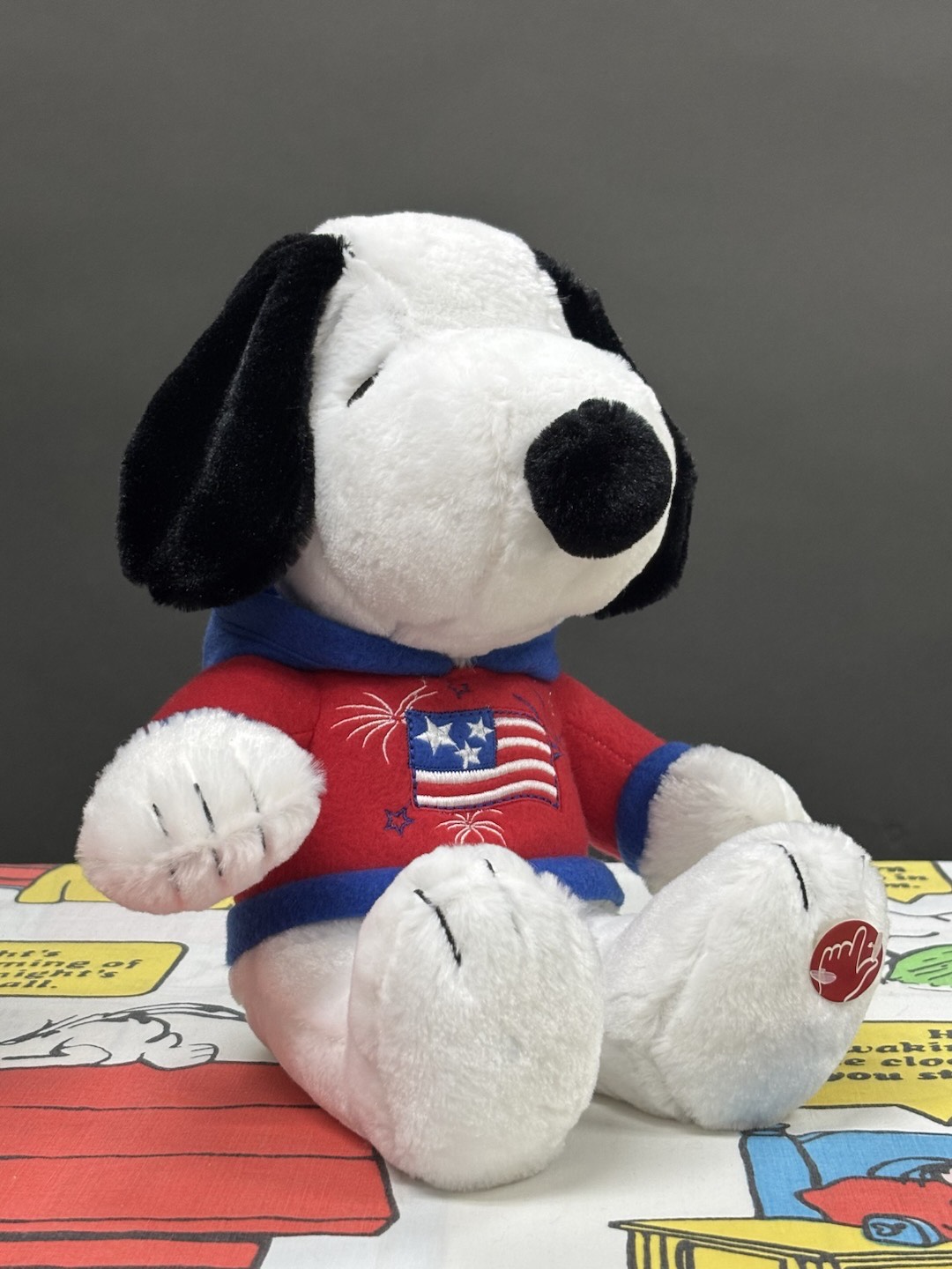 Large Snoopy Plush With American Flag Hoodie