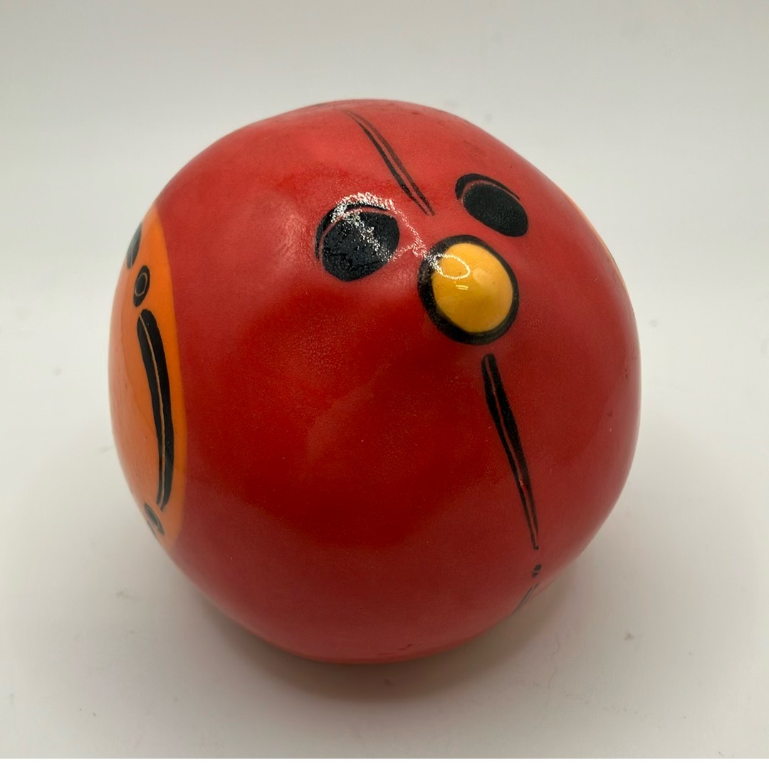 Round Pottery Cardinal Bird - Stamped On Bottom