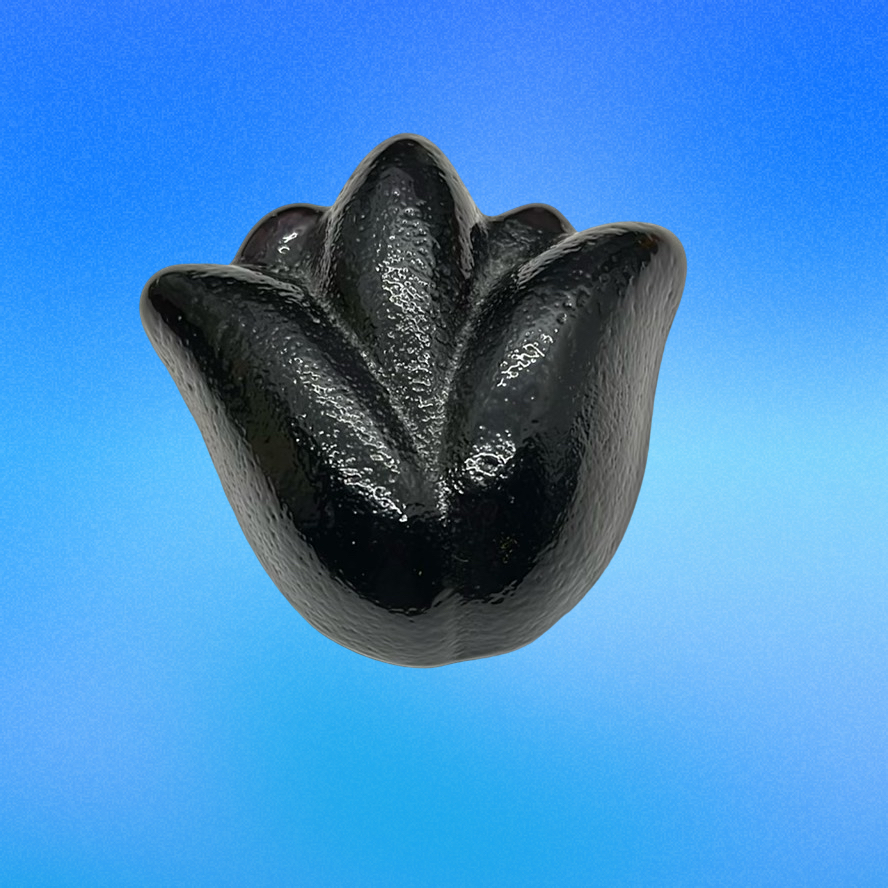 12. Vintage Gillinder Glass Black Tulip, Shaped Paperweight