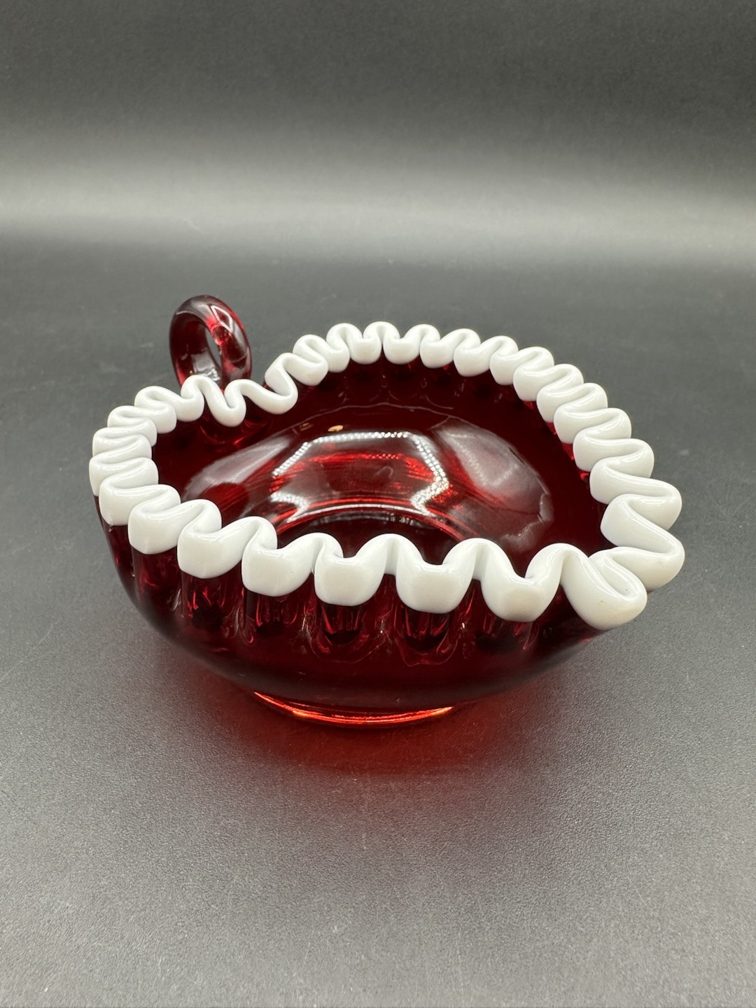 Fenton Ruby Snowcrest Nappy Bowl