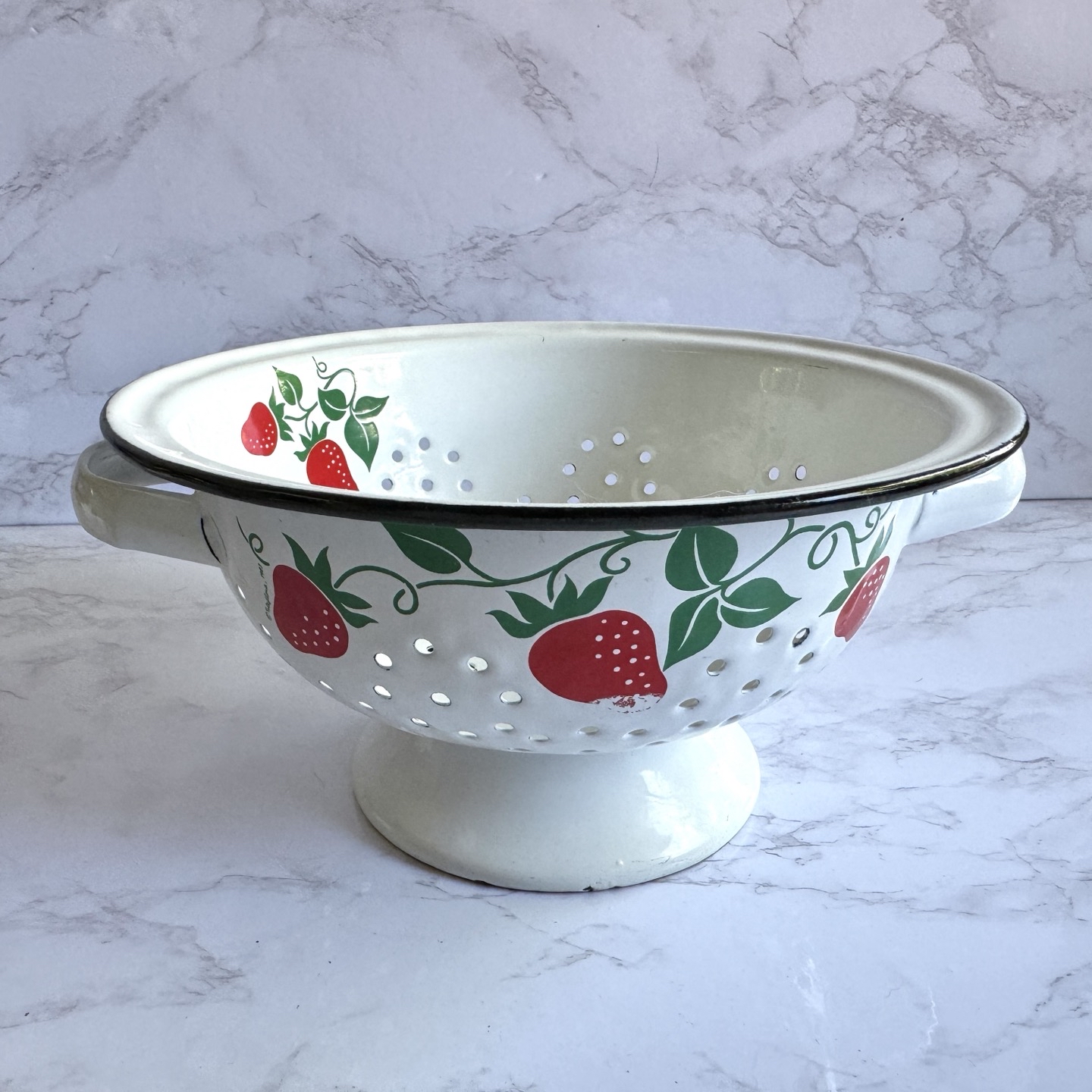 Strawberry Enamel Colander 1983 Teleflora
