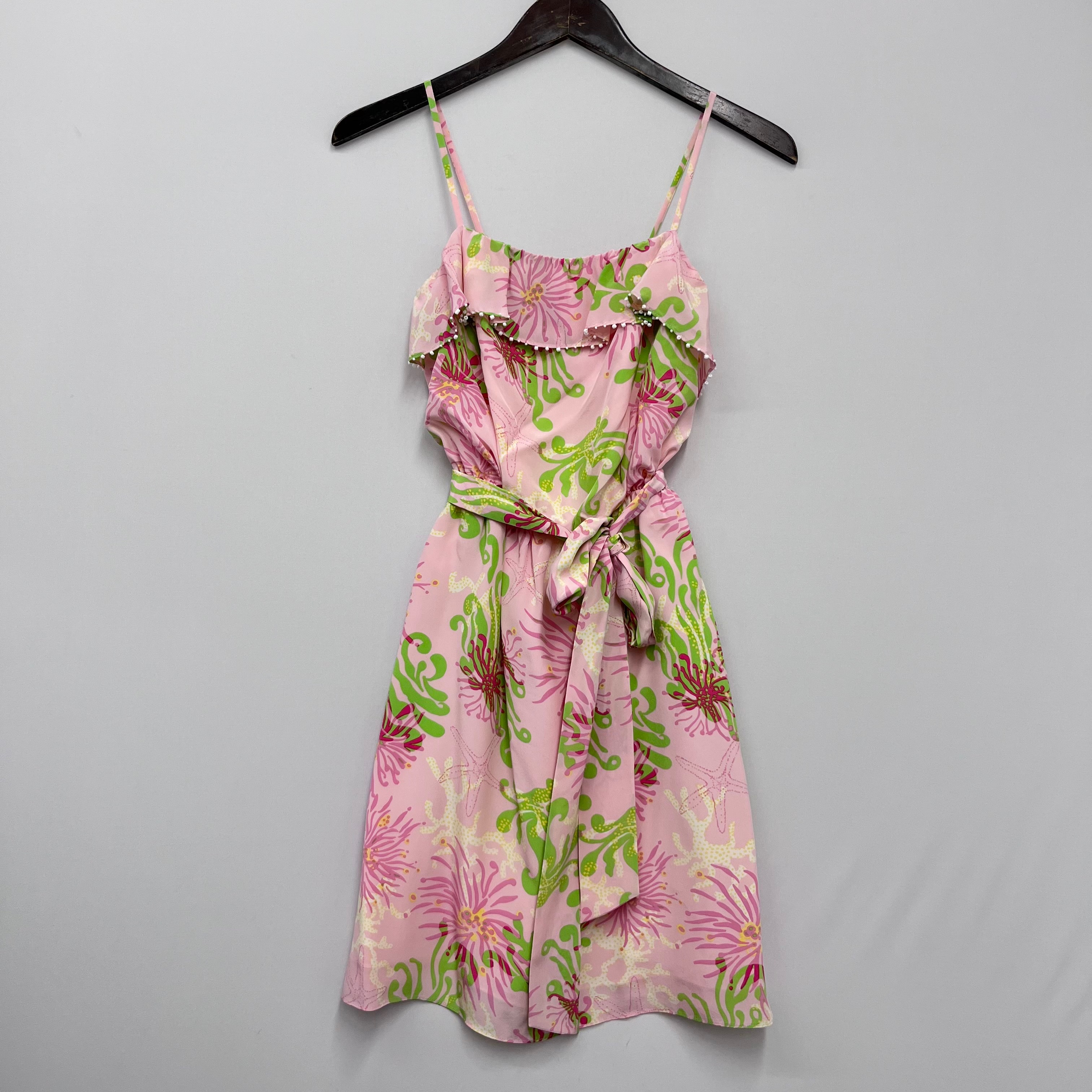 Lilly Pulitzer Spaghetti Strap Wrap Dress Pink Starfish & Coral Size 2