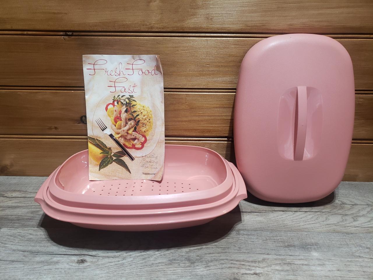 Tupperware 6 Cup Steamer Dusty Rose 3 Piece Set Pre-owned VG