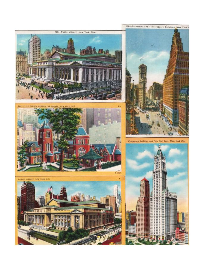6 Vintage Postcards New York City About 1940s City Buildings Historical ...