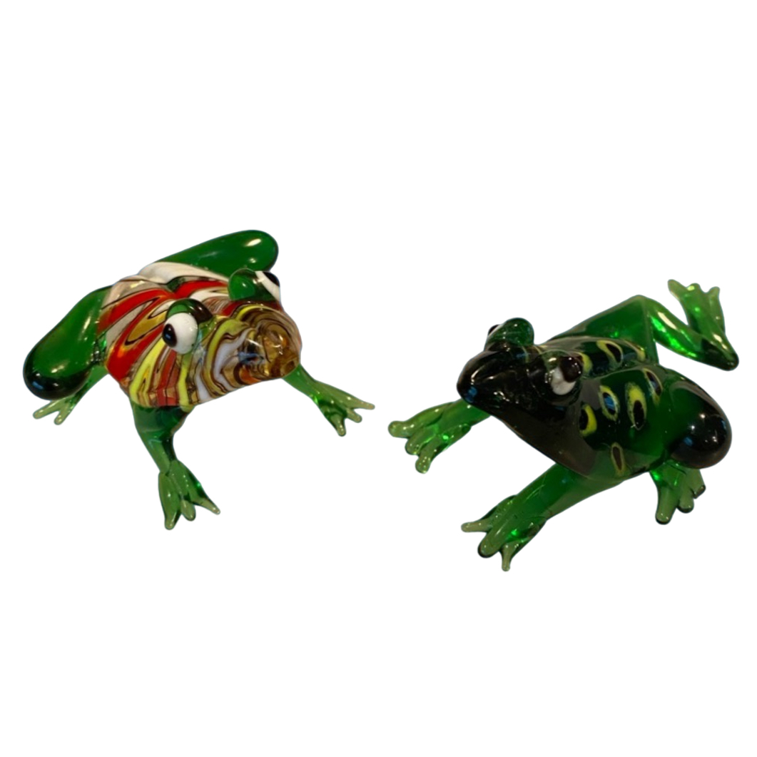 Pier 1 Imports Pair of Art Glass Frog Figurines 🐸🐸