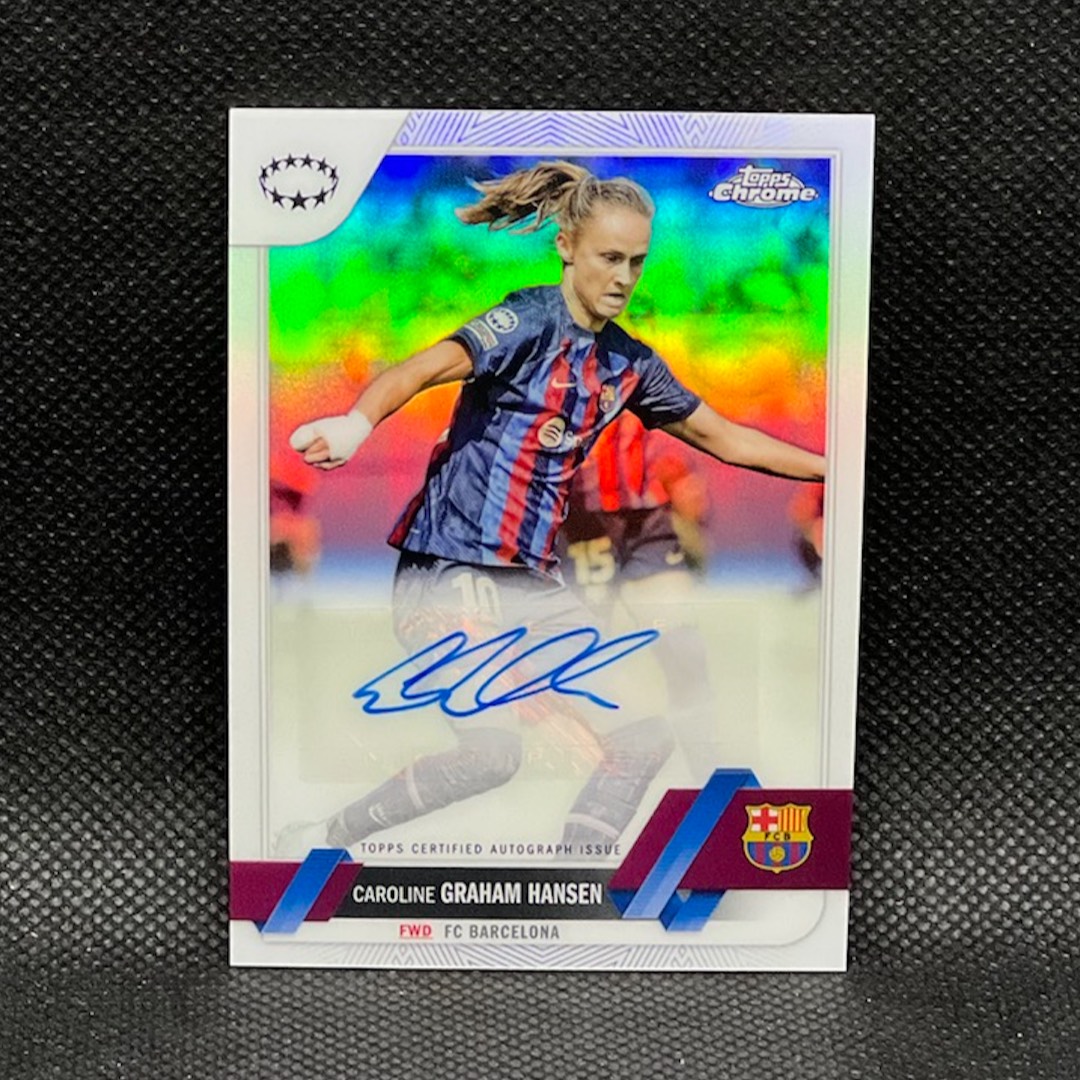 Caroline Graham Hansen 2022/23 Topps Chrome Autograph Soccer Card