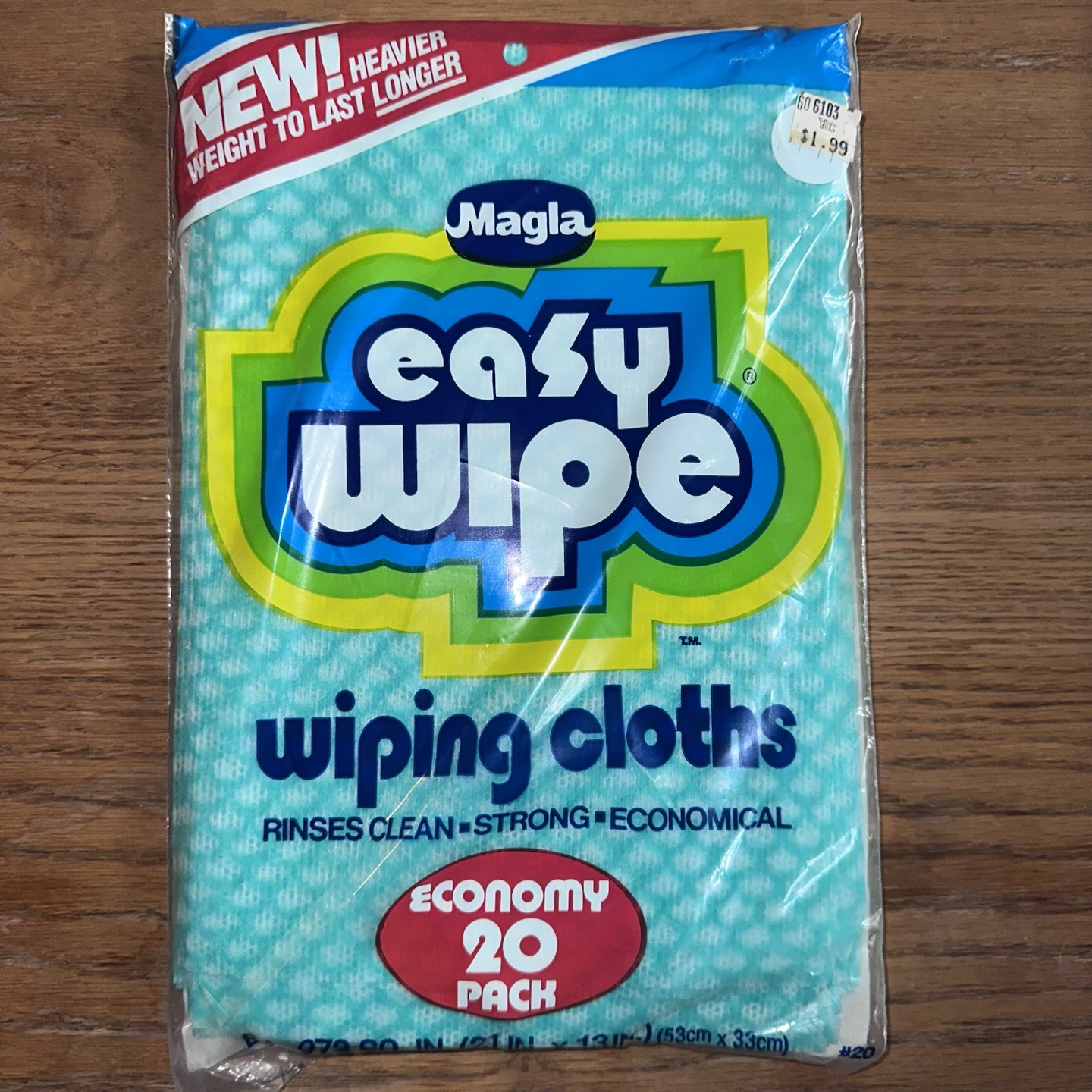 NOS 1980s Magla Easy Wipe Wiping Cloth Economy Pack Cloths Aqua/White