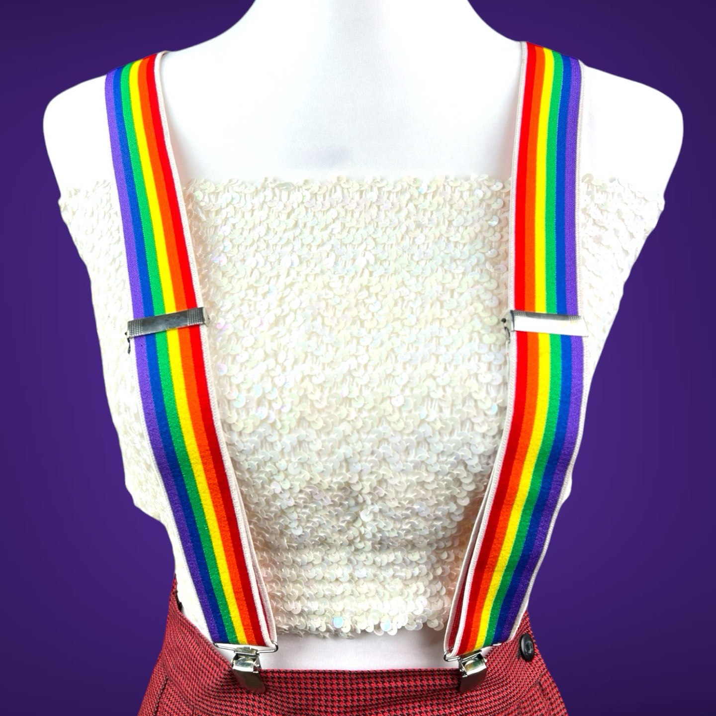 Rainbow Suspenders Clown Costume Cosplay Red Back Patch Rainbowcore ...