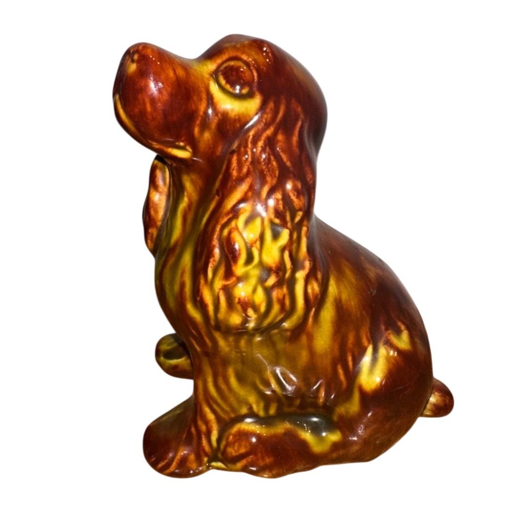 Handmade Ceramic Brown Cocker Spaniel Dig Figurine 5.25” Tall