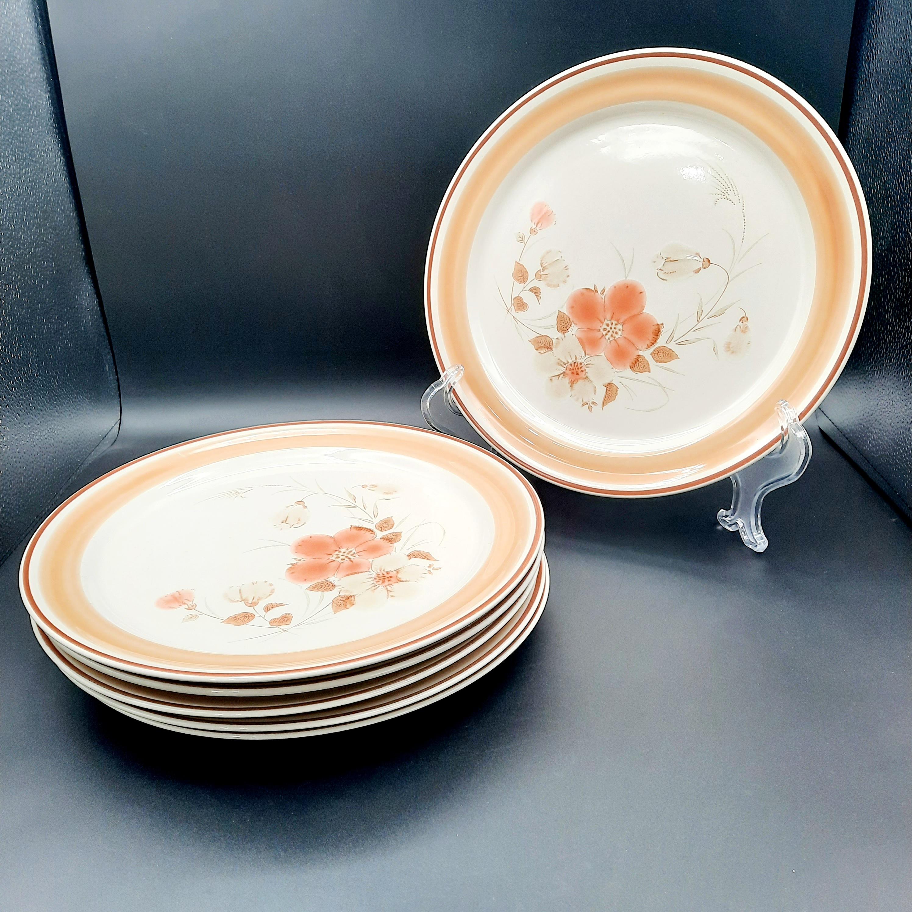 Vintage Hearthside Water Colors Blush Stoneware Dinner Plates Set Of 6