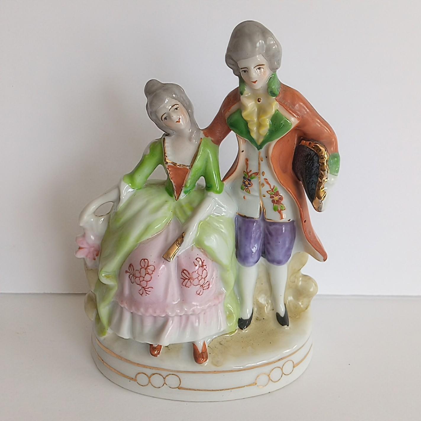 1920s Japan Seto Ware Napoleonic Couple Figurine