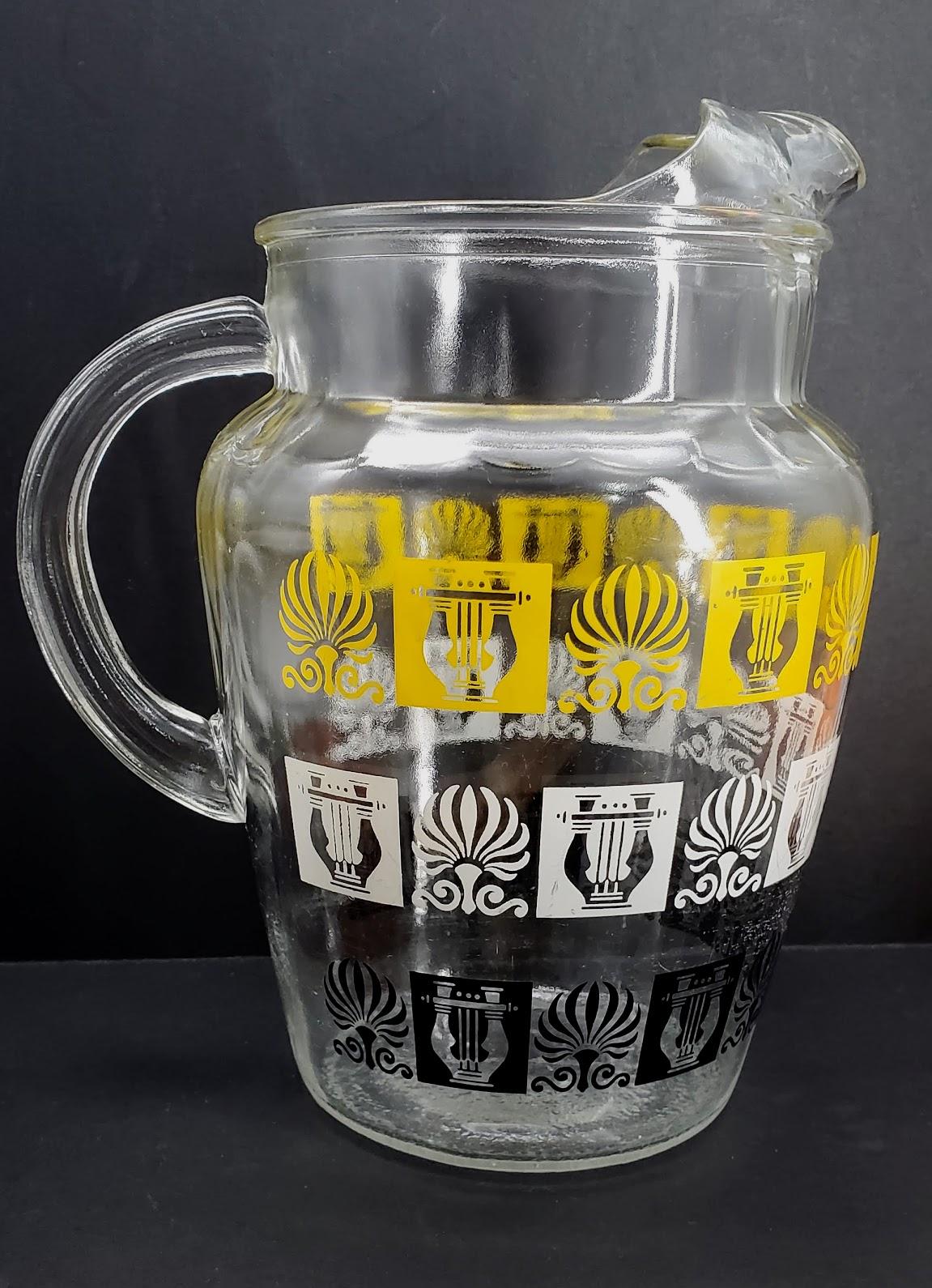 Vintage MCM Hazel Atlas Pitcher with Ice Lip Lyre & Acanthus Leaf Motif